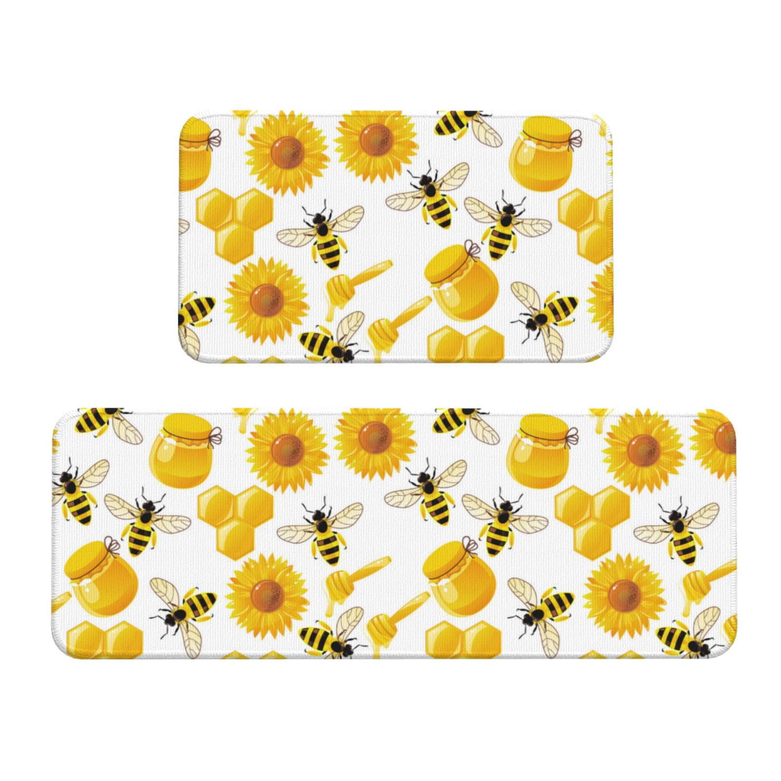 Kitchen Mats for Floor 2 Piece - lively cartoon bees honey Anti Fatigue ...
