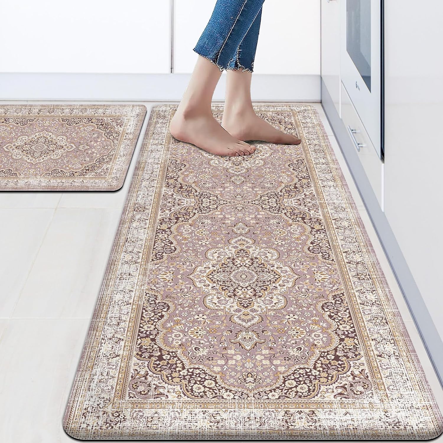 Kitchen Mats for Floor 2 Pieces Anti Fatigue Kitchen Mat Cushioned Boho ...