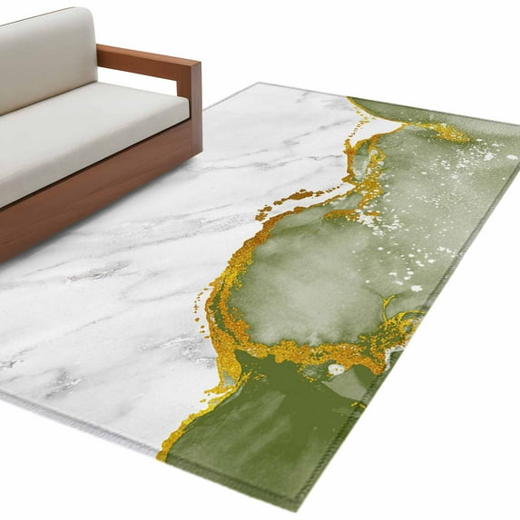 Kitchen Mats for Floor 3x5 Ft, Green Gold Marble Non Slip Area Rugs for ...