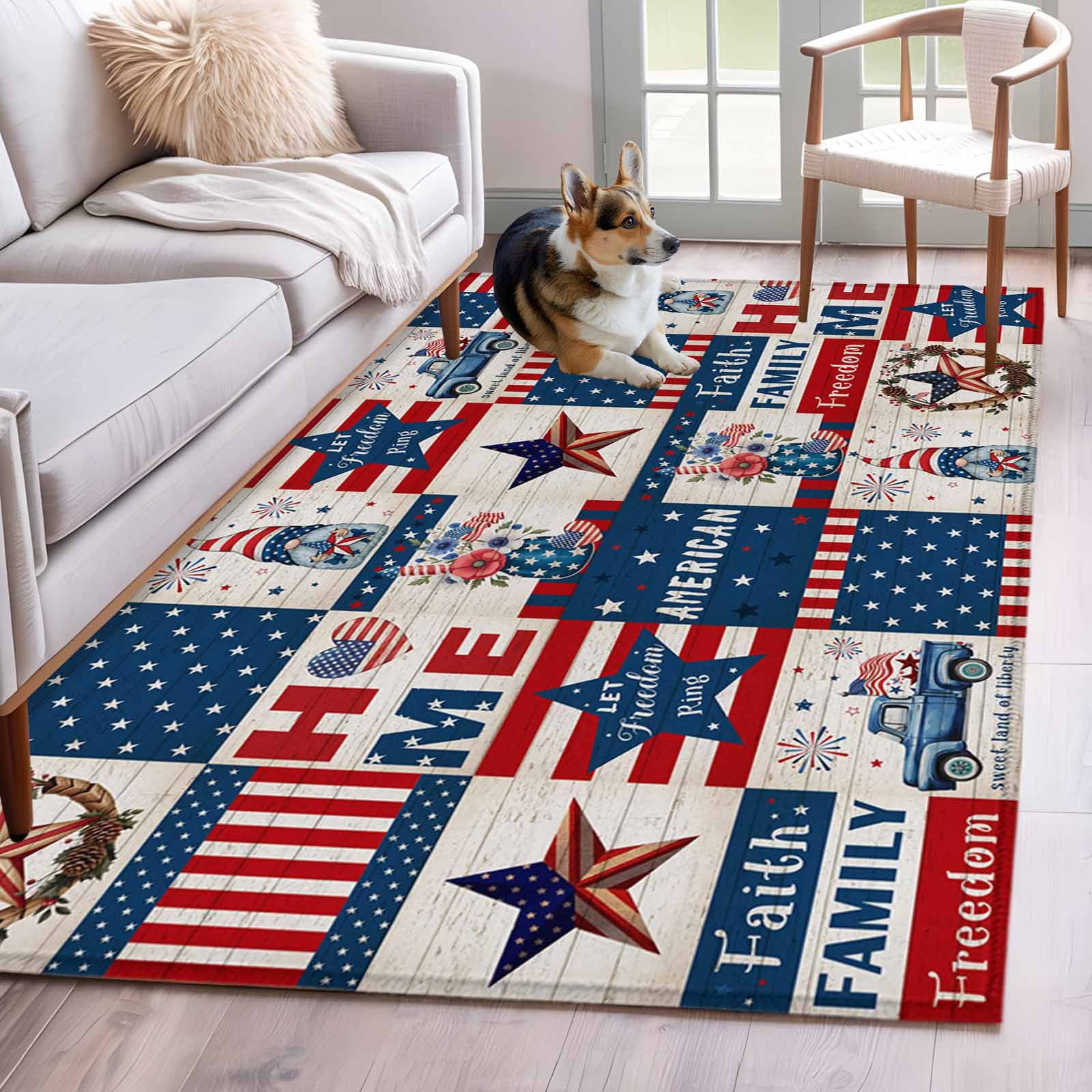 Kitchen Mats for Floor 3x5 Ft, Independence Day Non Slip Area Rugs for ...