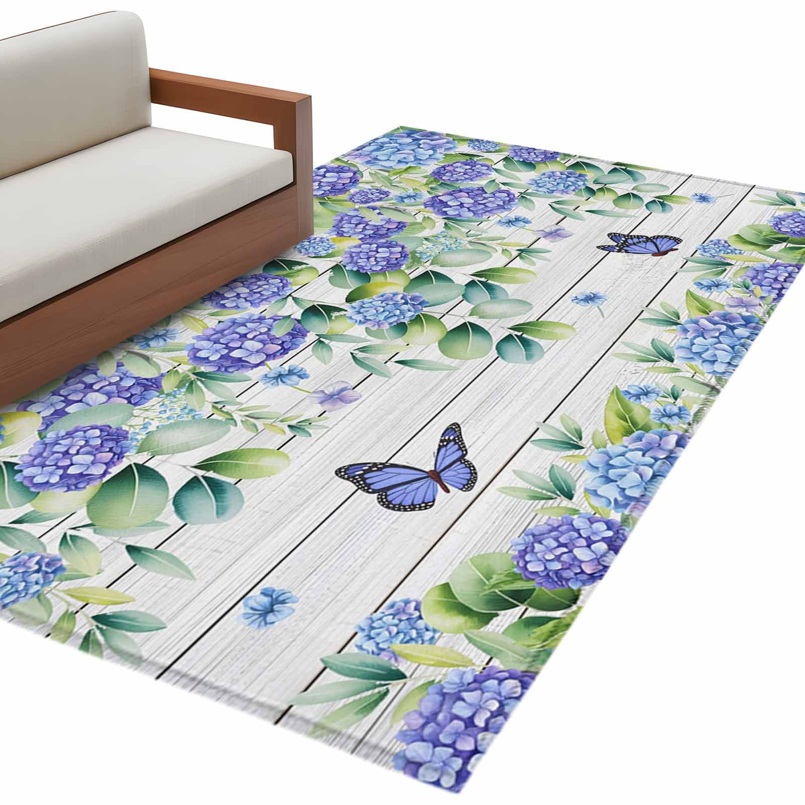 Kitchen Mats for Floor 3x5 Ft, Purple Hydrangea Non Slip Area Rugs for ...