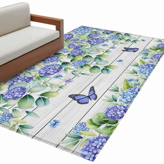 Kitchen Mats for Floor 3x5 Ft, Purple Hydrangea Non Slip Area Rugs for ...