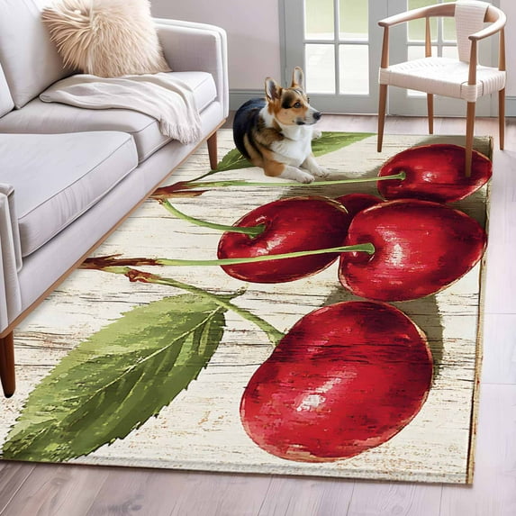 Kitchen Mats for Floor 3x5 Ft, Vintage Red Cherry Non Slip Area Rugs ...