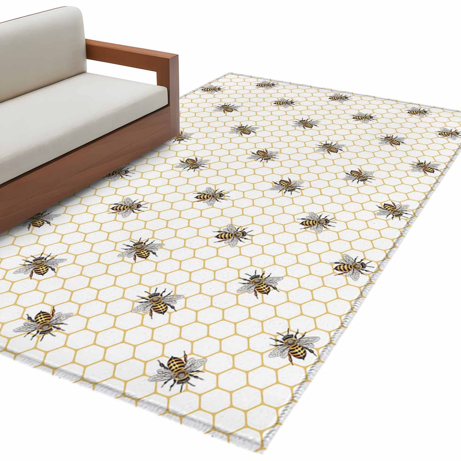 Kitchen Mats for Floor 3x5 Ft, Yellow Bees Non Slip Area Rugs for ...