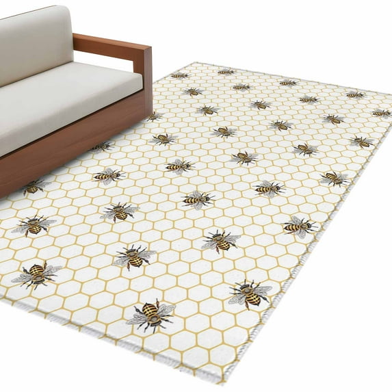 Kitchen Mats for Floor 3x5 Ft, Yellow Bees Non Slip Area Rugs for ...