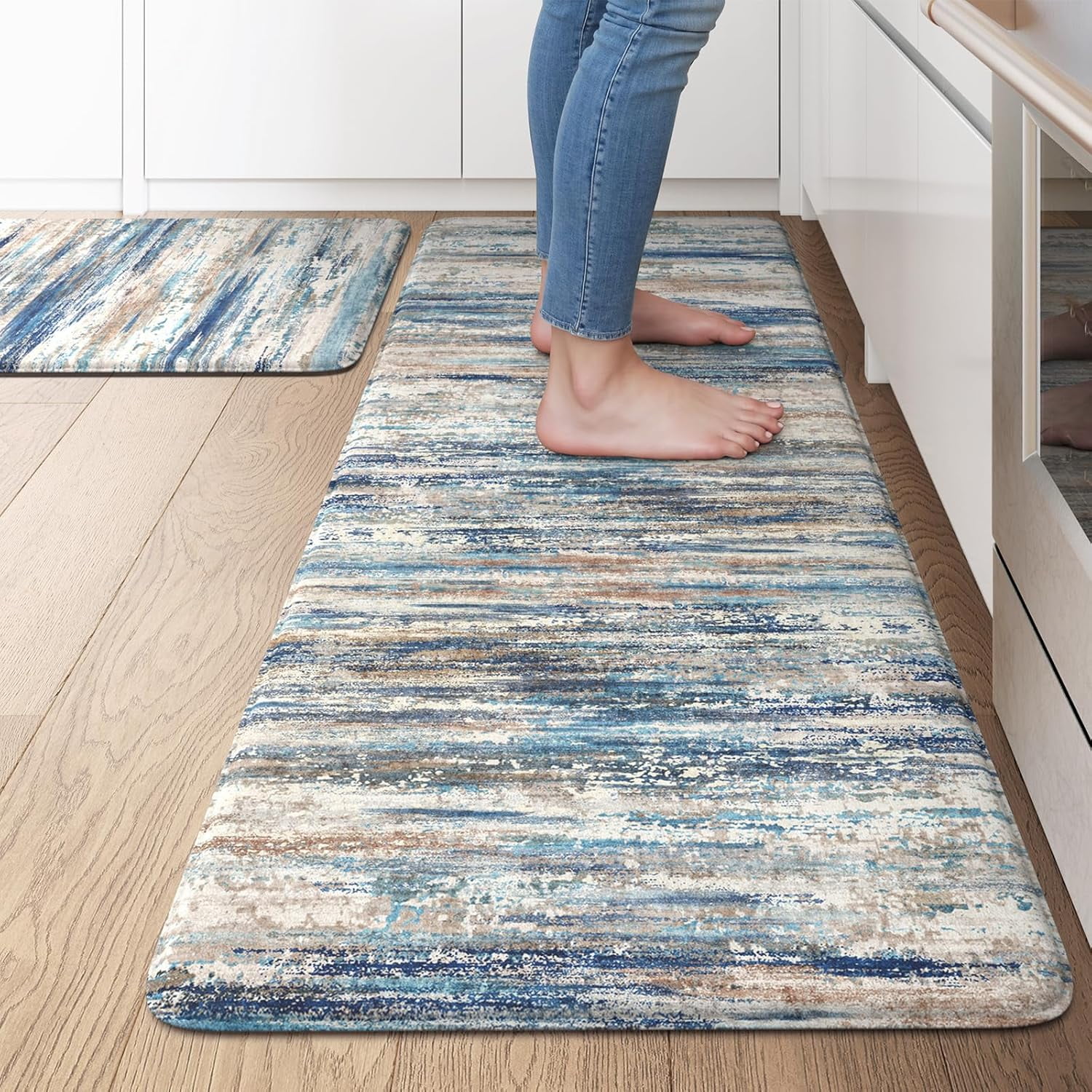 Kitchen Mats for Floor Anti Fatigue, 17"x47"+17"x29" Farmhouse Kitchen ...