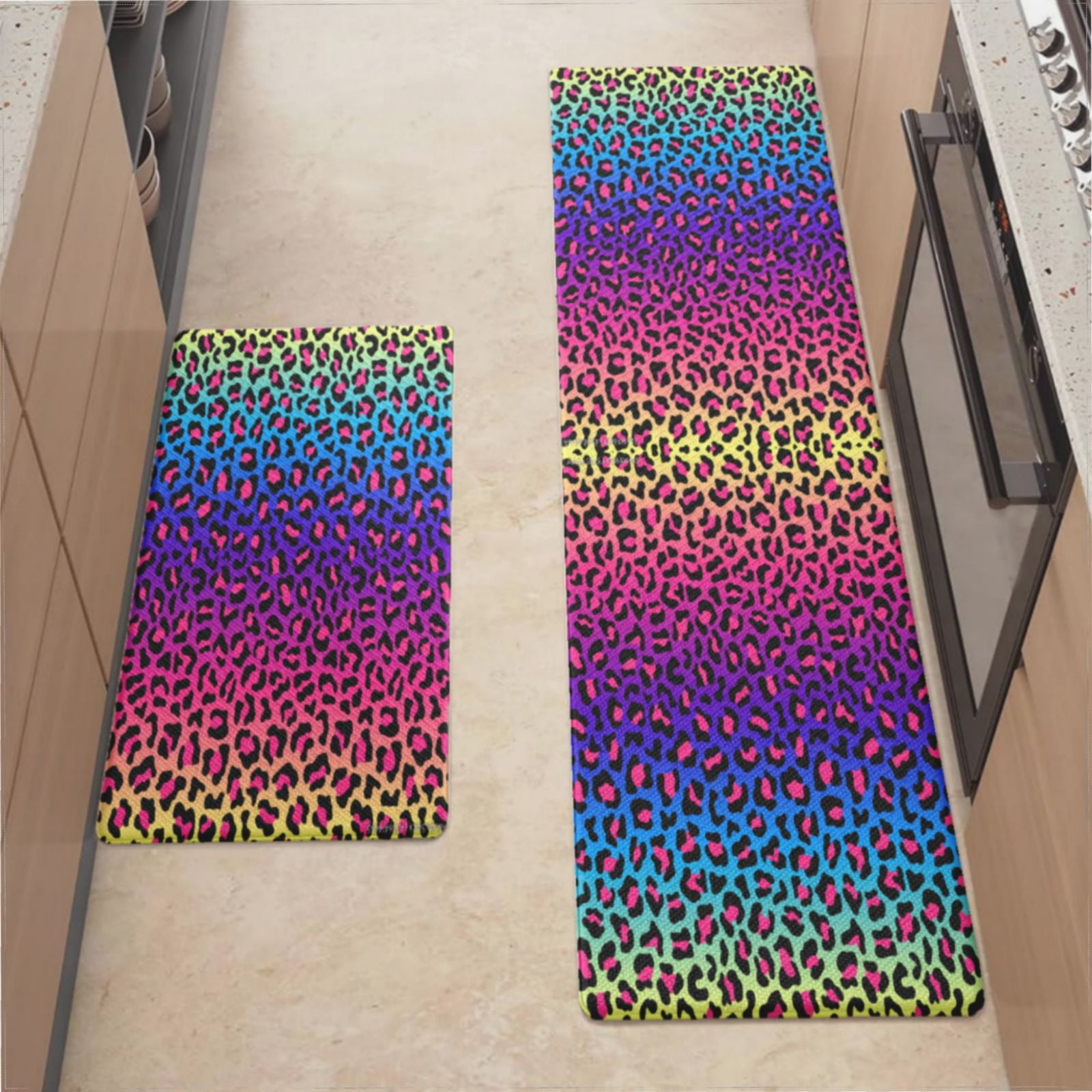 Kitchen Mats For Floor,A Colorful Leopard Print Kitchen Rug For Kitchen ...