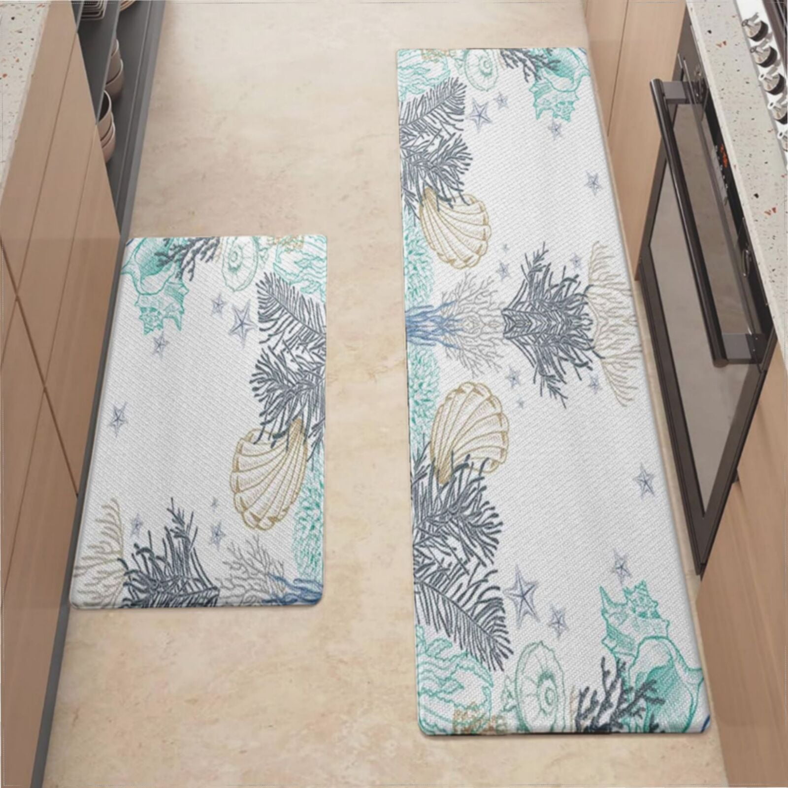 Kitchen Mats For Floor,Abstract Marine Life Pattern Kitchen Rug For ...