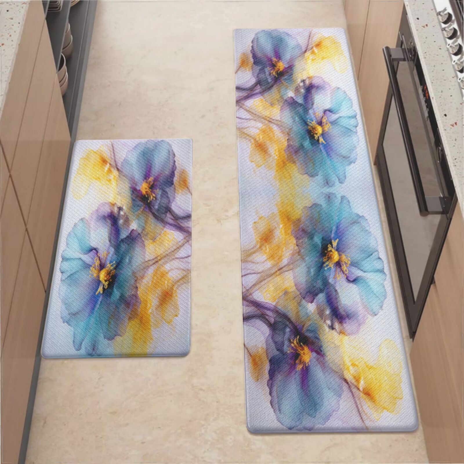 Kitchen Mats For Floor,Abstract Xray Flowers Collection Kitchen Rug For ...
