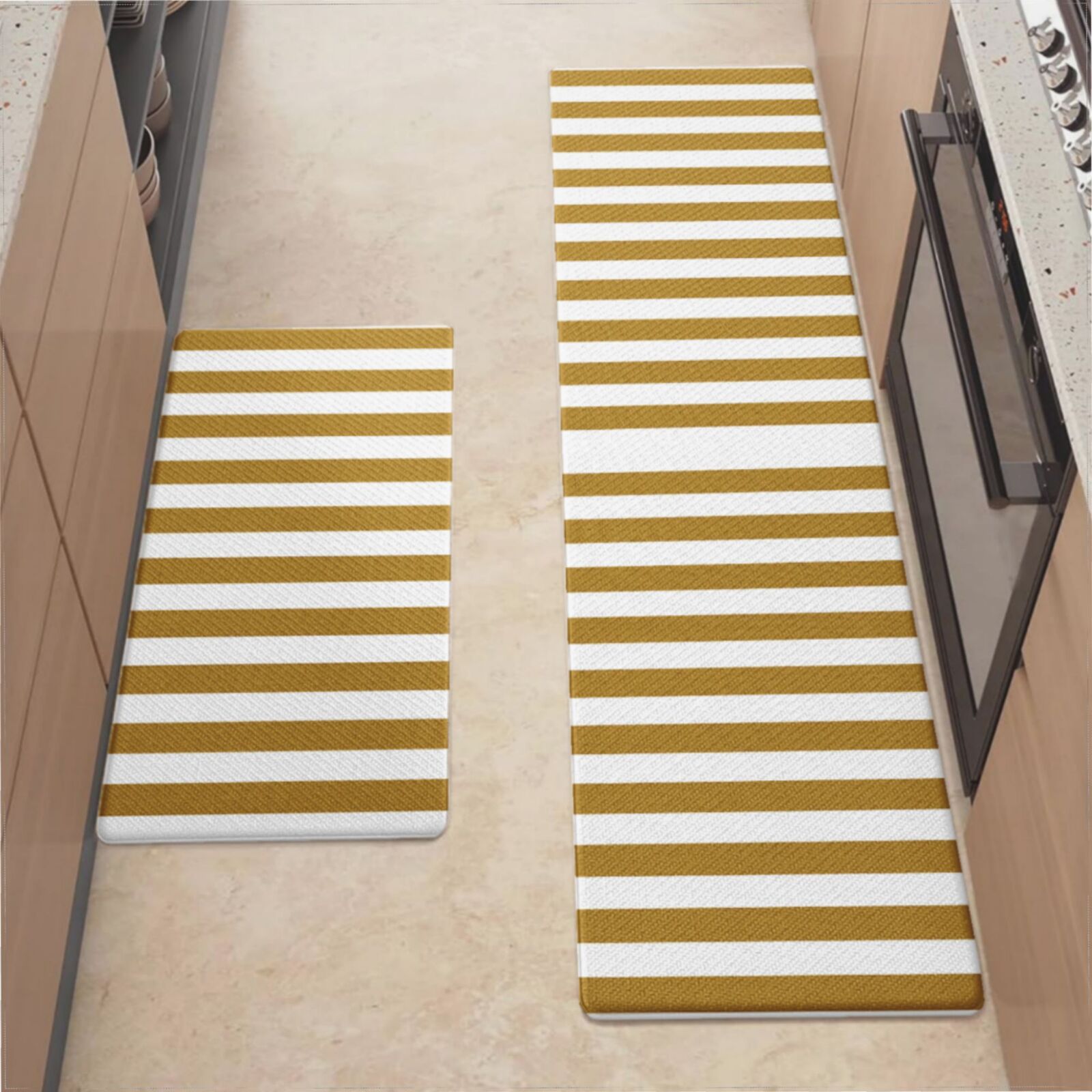 Kitchen Mats For Floor,Aesthetic Brown Beige And White Vertical Kitchen ...