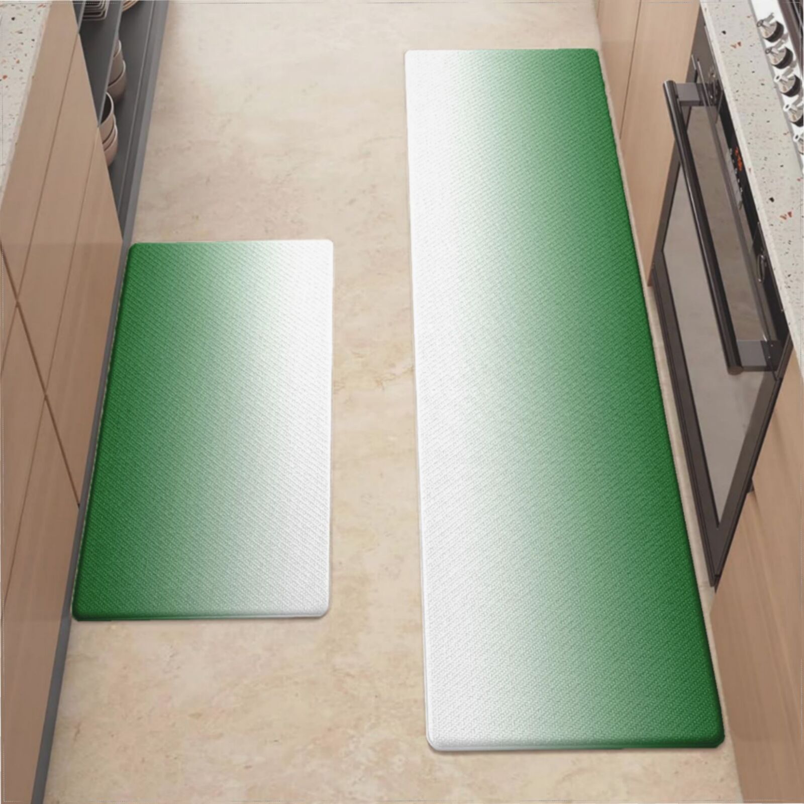 Kitchen Mats For Floor,Aesthetic Emerald Green And White Gradient ...