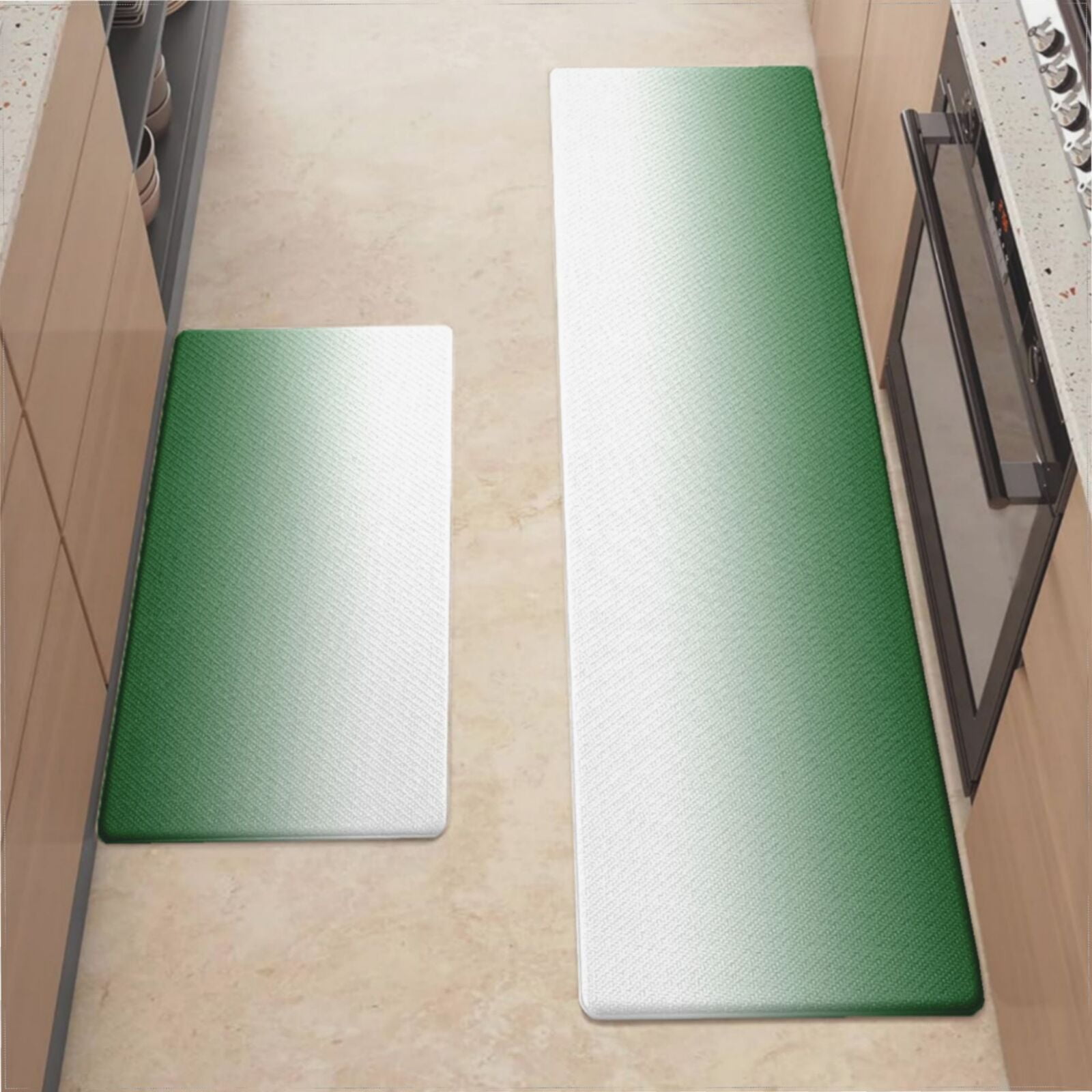 Kitchen Mats For Floor,Aesthetic Leaf Green And White Gradient Kitchen ...