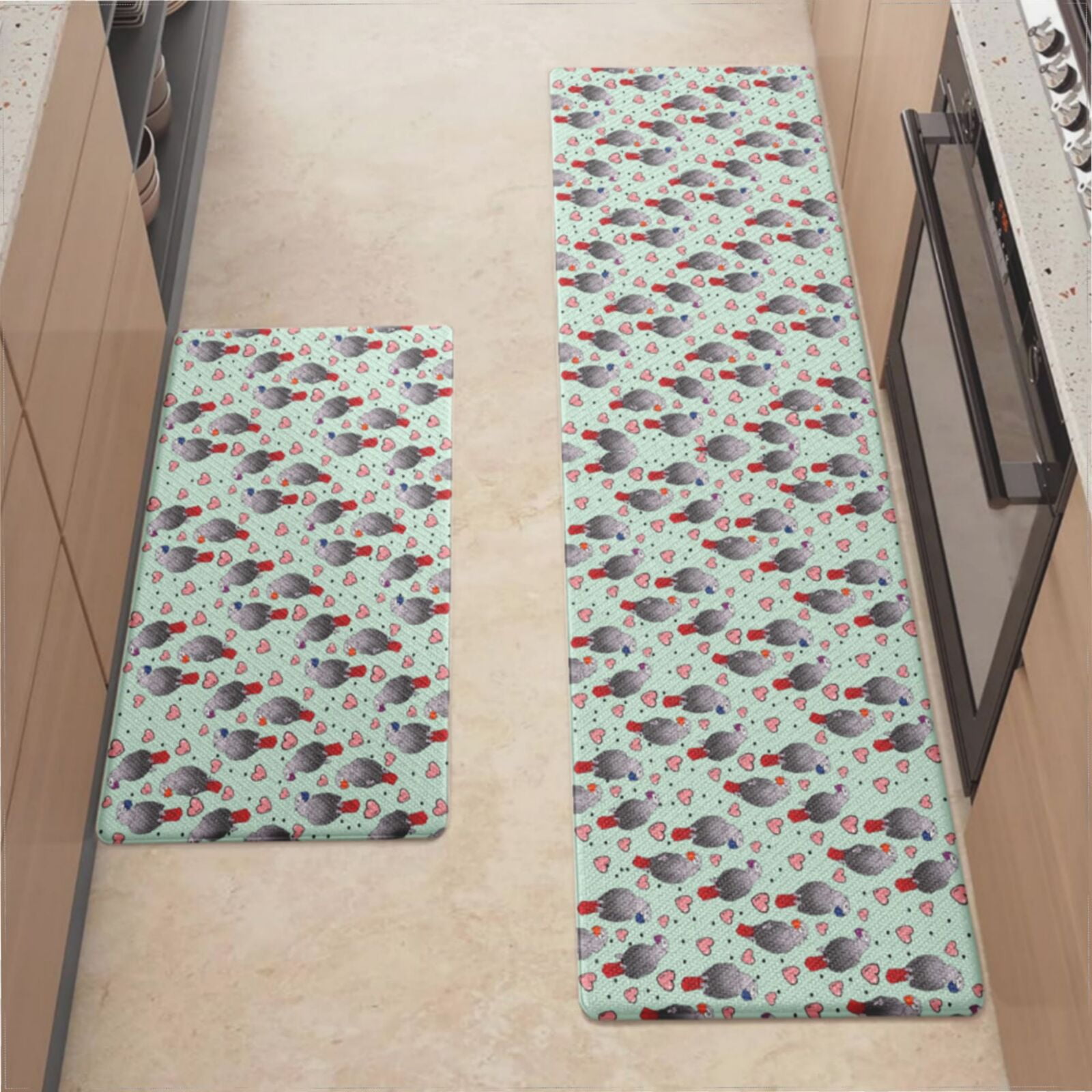 Kitchen Mats For Floor,African Grey Parrot Wearing Medical Mask Kitchen ...