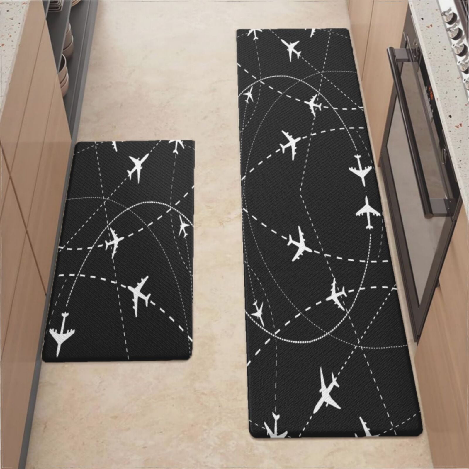 Kitchen Mats For Floor,Airplanes Background With Trajectory Kitchen Rug ...