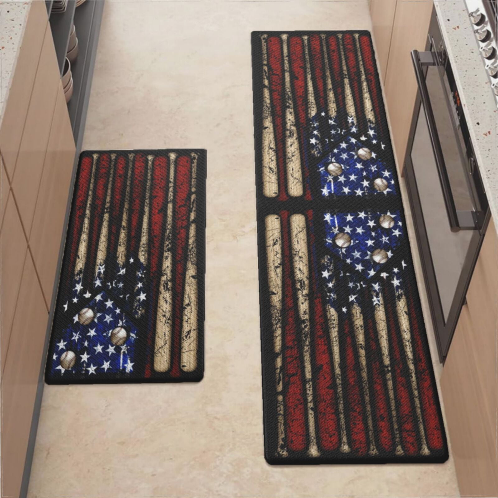 Kitchen Mats For Floor,American Flag Baseball Kitchen Rug For Kitchen ...