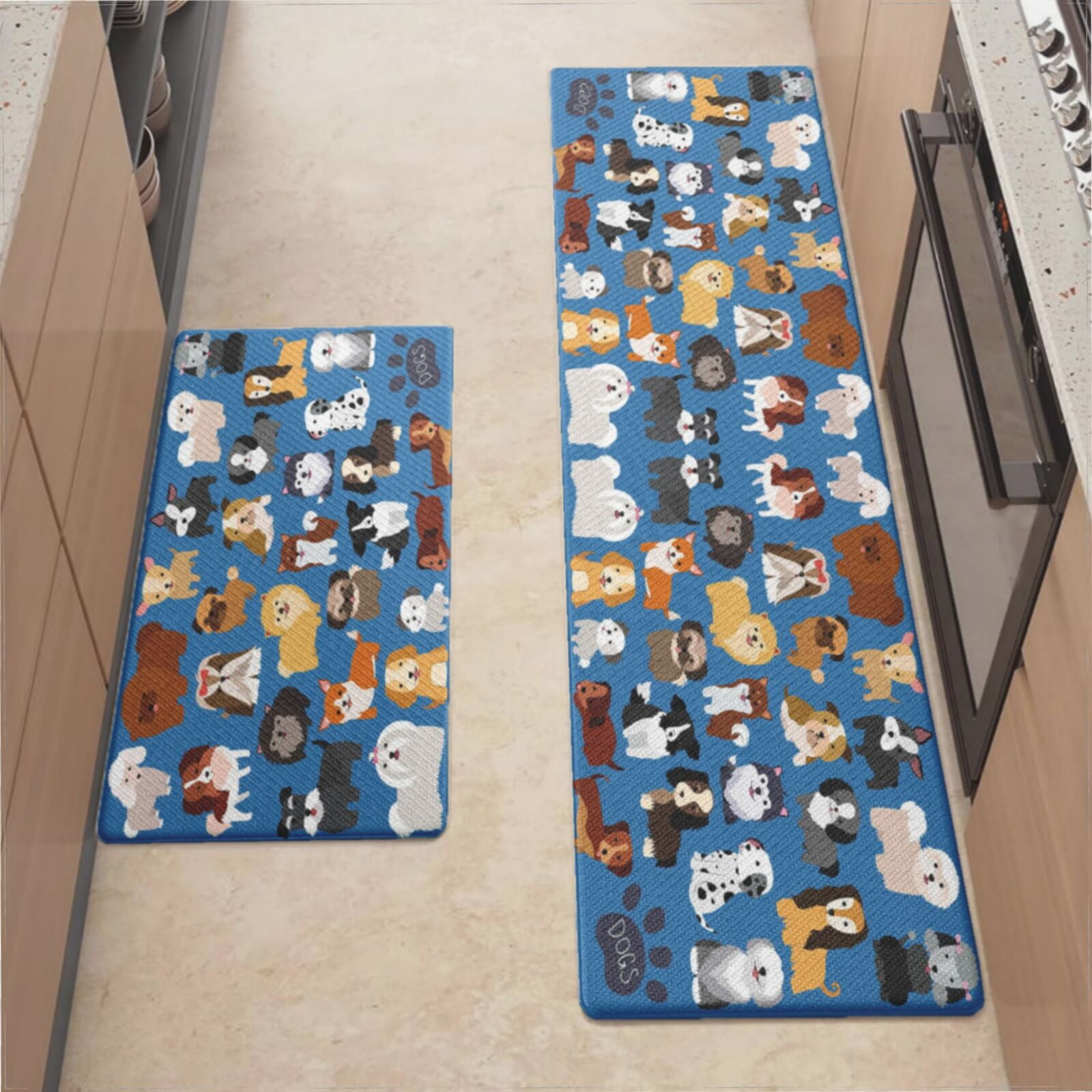 Kitchen Mats For Floor,Animal Dog Cute Paw Print Kitchen Rug For ...