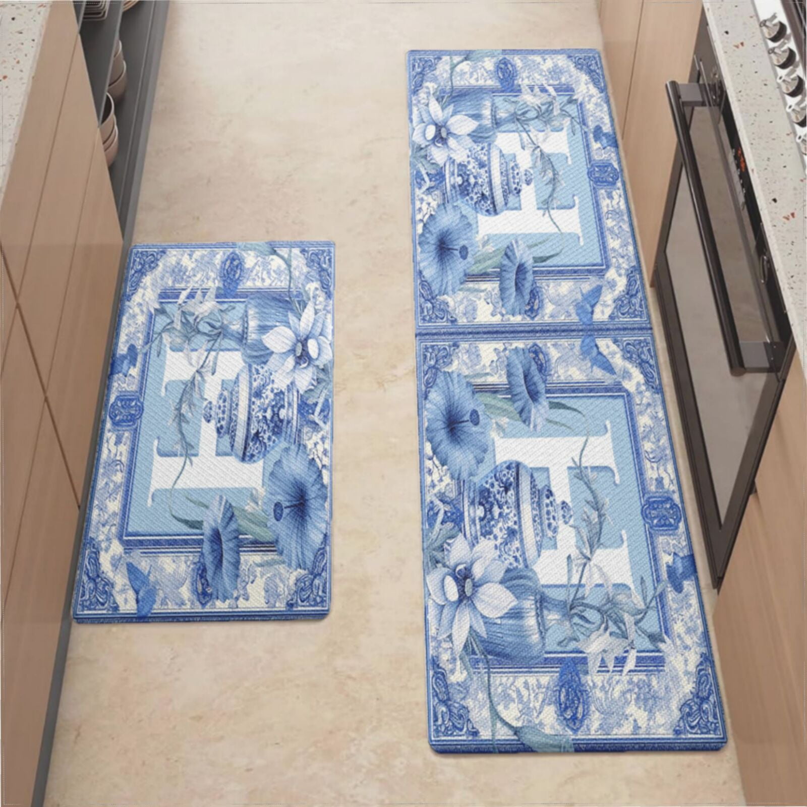 Kitchen Mats For Floor,Blue Chinoiserie Toile Blue Chinoiserie Toile ...