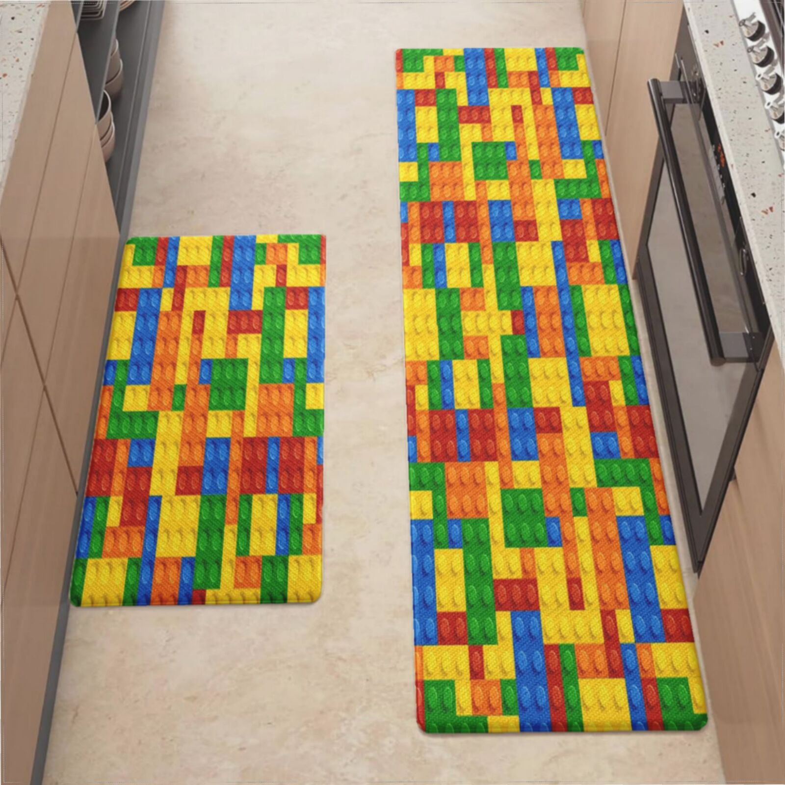 Kitchen Mats For Floor,Building Blocks Construction Brick Kitchen Rug ...
