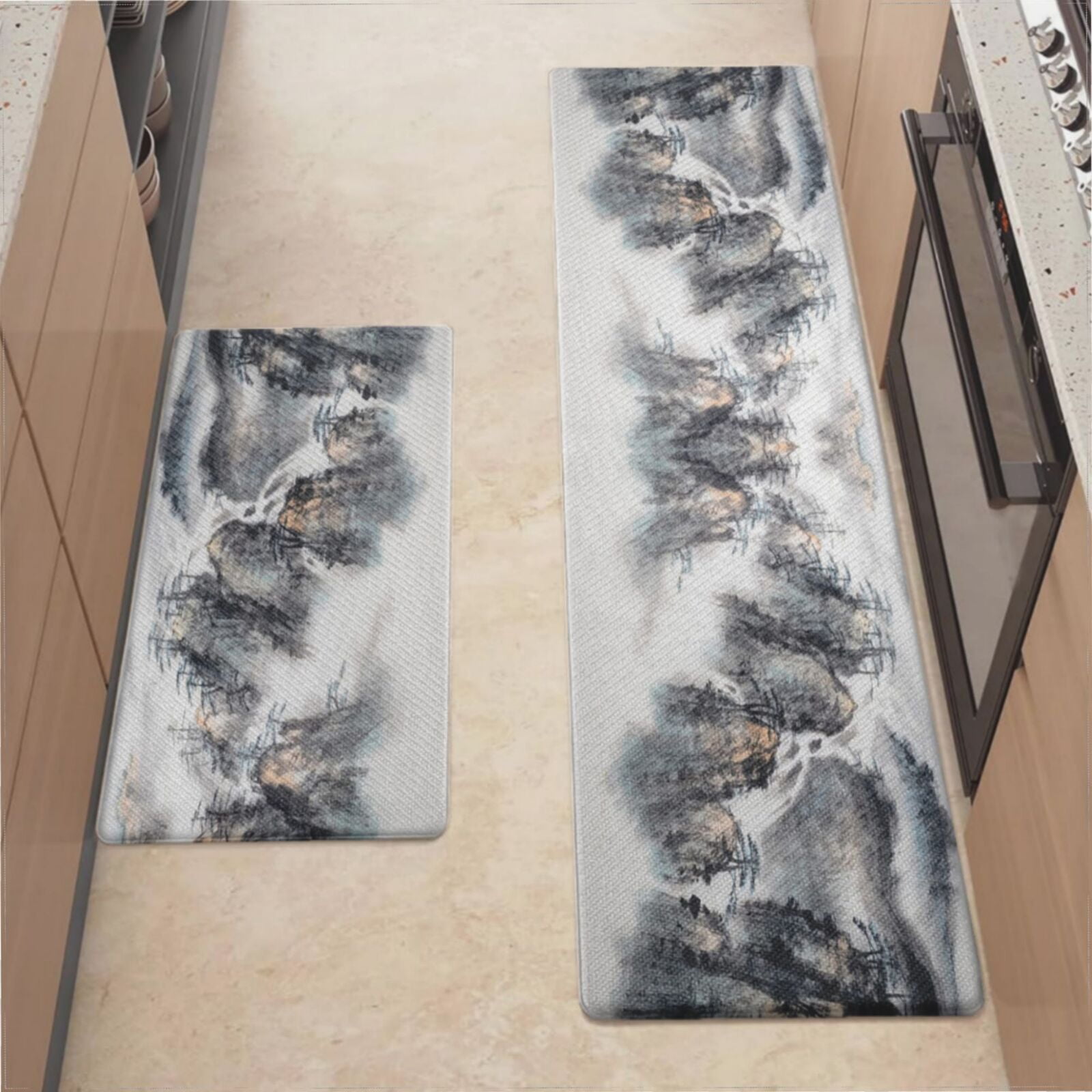 Kitchen Mats For Floor,Chinese Art Mountain And River Ink Painting ...