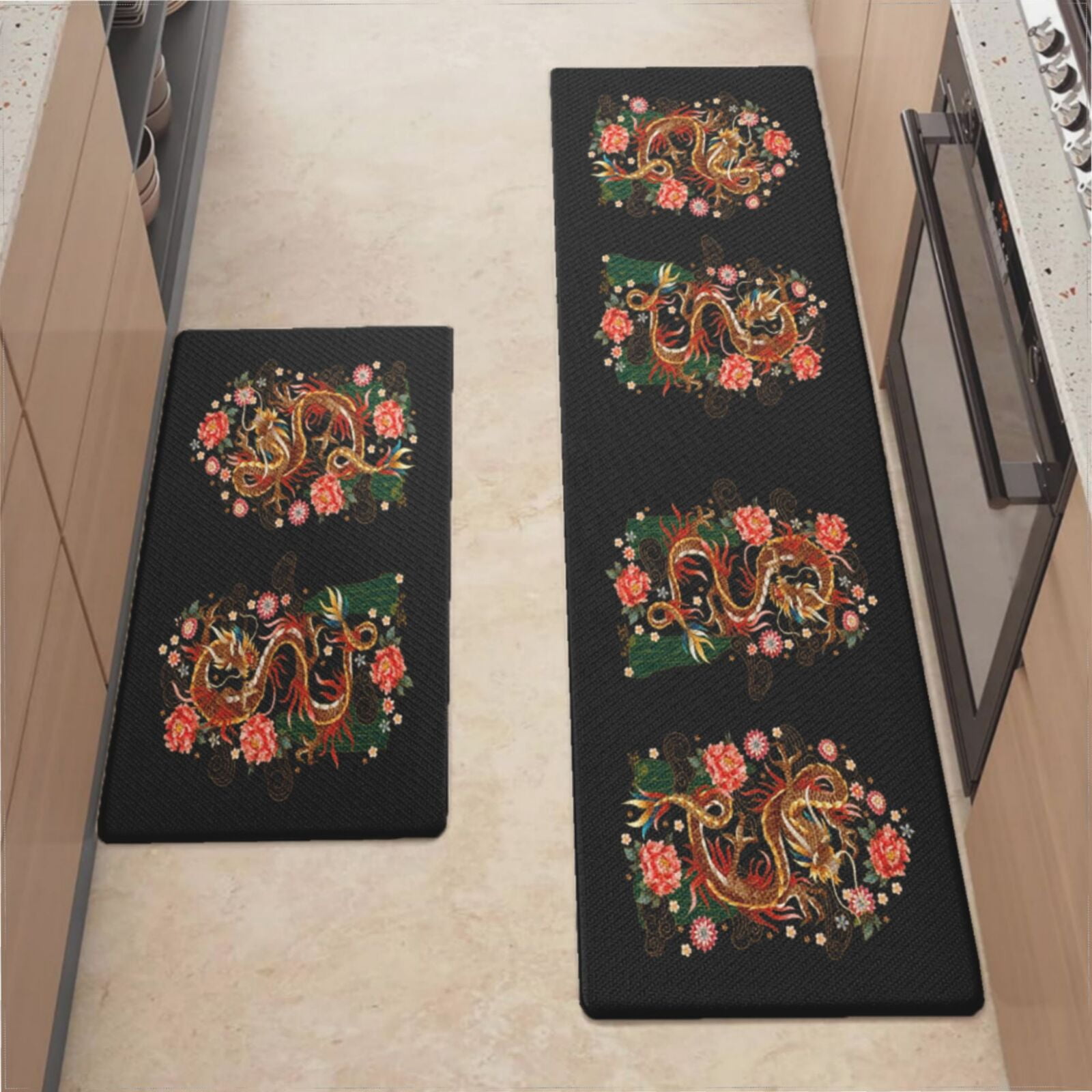 Kitchen Mats For Floor,Chinese Traditional Dragons Kitchen Rug For ...