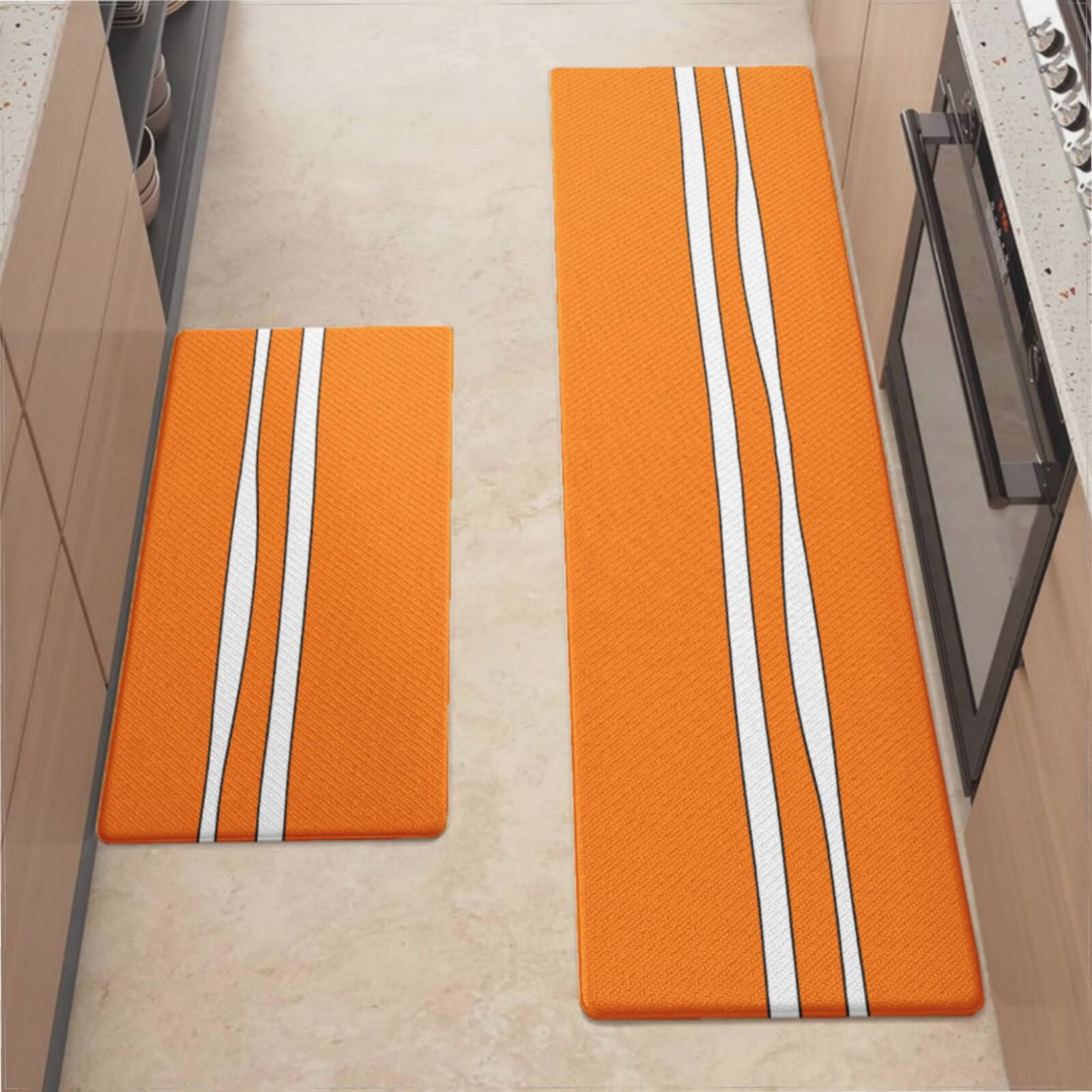 Kitchen Mats For Floor,Clownfish Pattern Orange White Kitchen Rug For ...