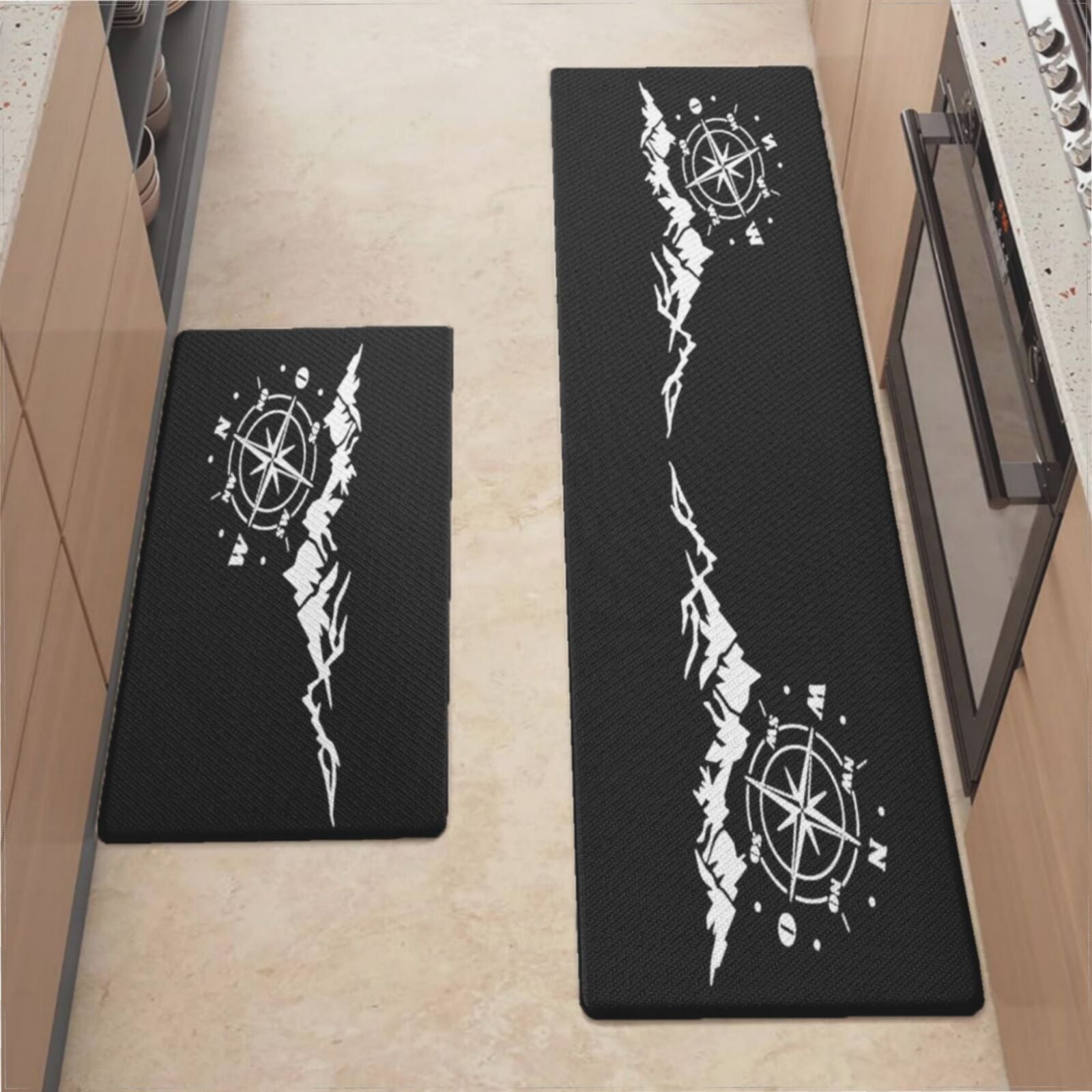 Kitchen Mats For Floor,Compass Camping Hiking Mountains Kitchen Rug For ...