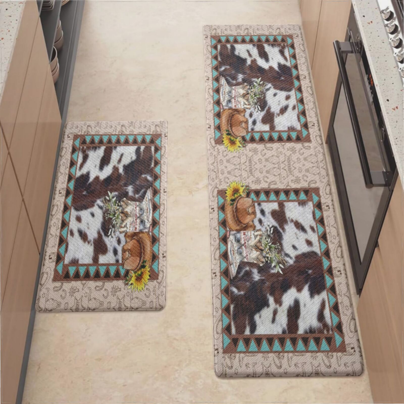 Kitchen Mats For Floor,Cowboys Hat Boots Horseshoe Decorative Kitchen ...