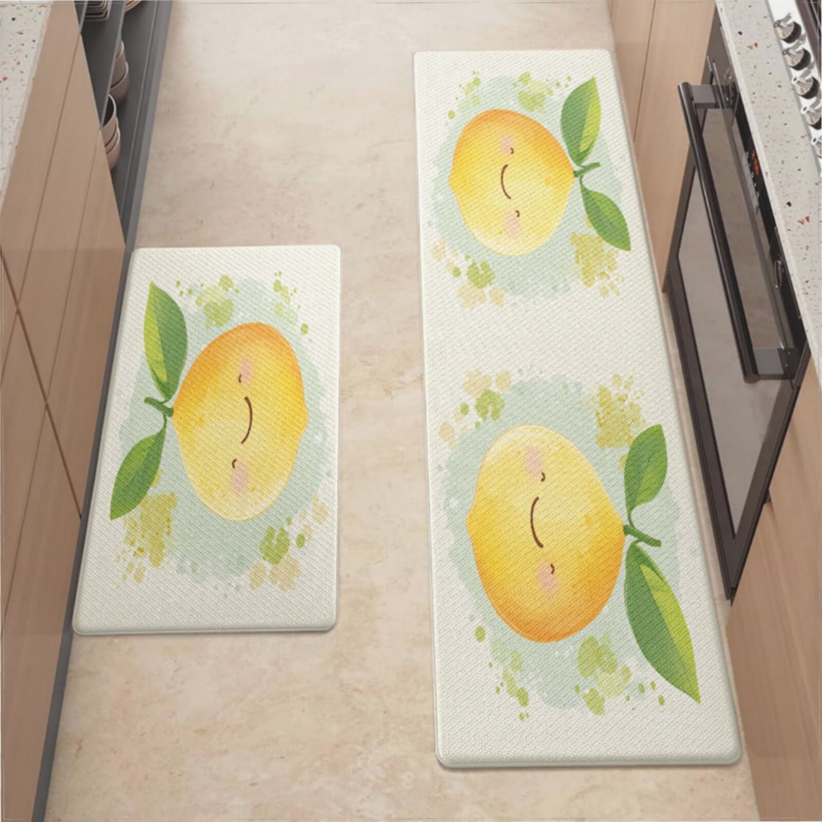Kitchen Mats For Floor,Cute Smiling Lemon Illustration(1) Kitchen Rug ...