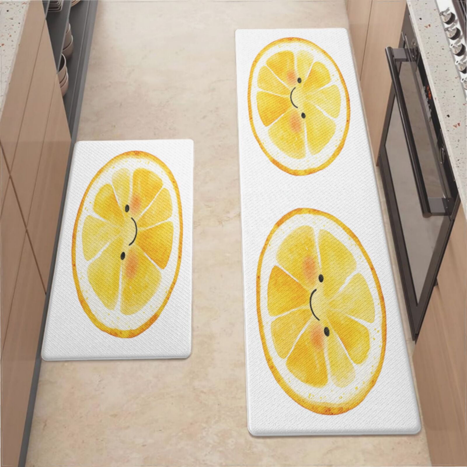 Kitchen Mats For Floor,Cute Smiling Lemon Slice Kitchen Rug For Kitchen ...