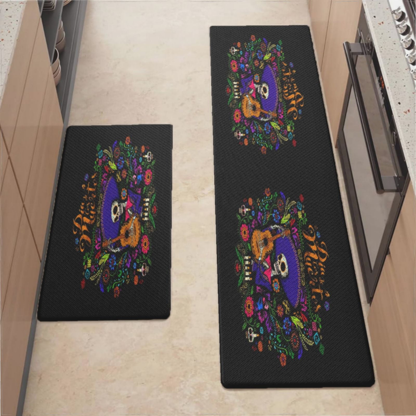 Kitchen Mats For Floor,Dia De Los Muertos Mexico Kitchen Rug For ...