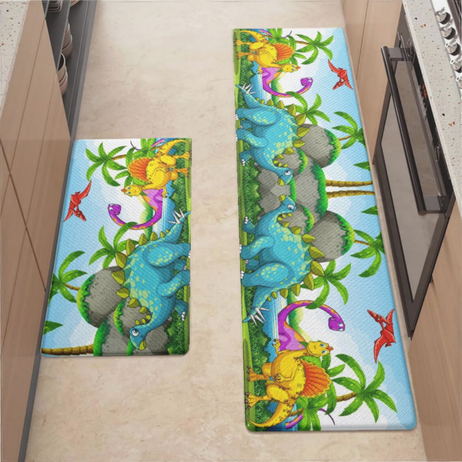 Kitchen Mats For Floor,Dinosaur Palm Tree Kitchen Rug For Kitchen ...