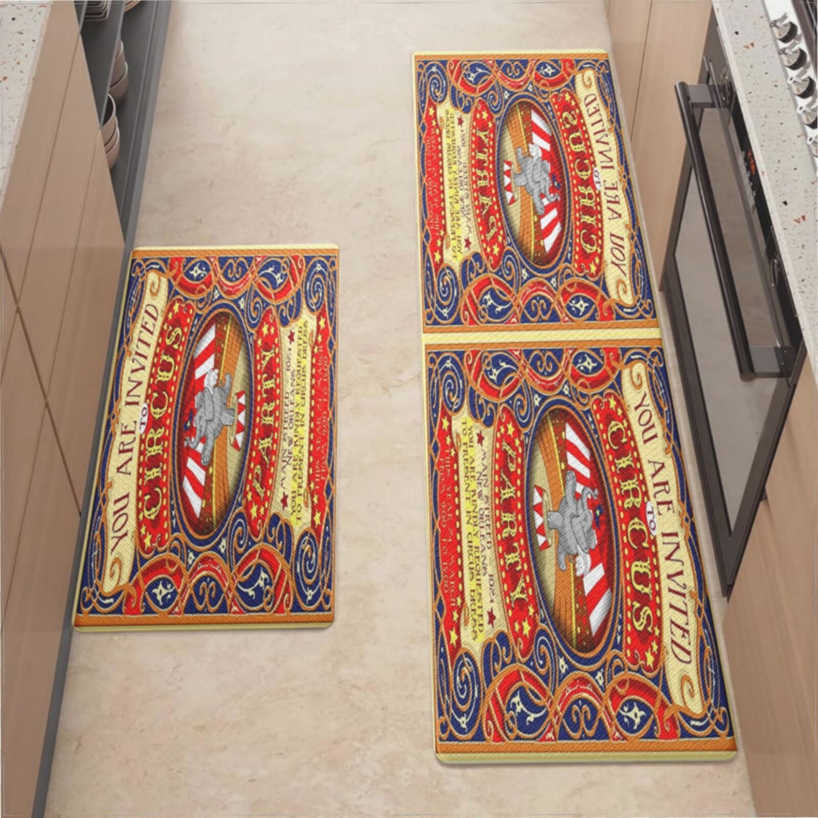 Kitchen Mats For Floor,Dumbo Flying Elephant Circus Party Kitchen Rug ...