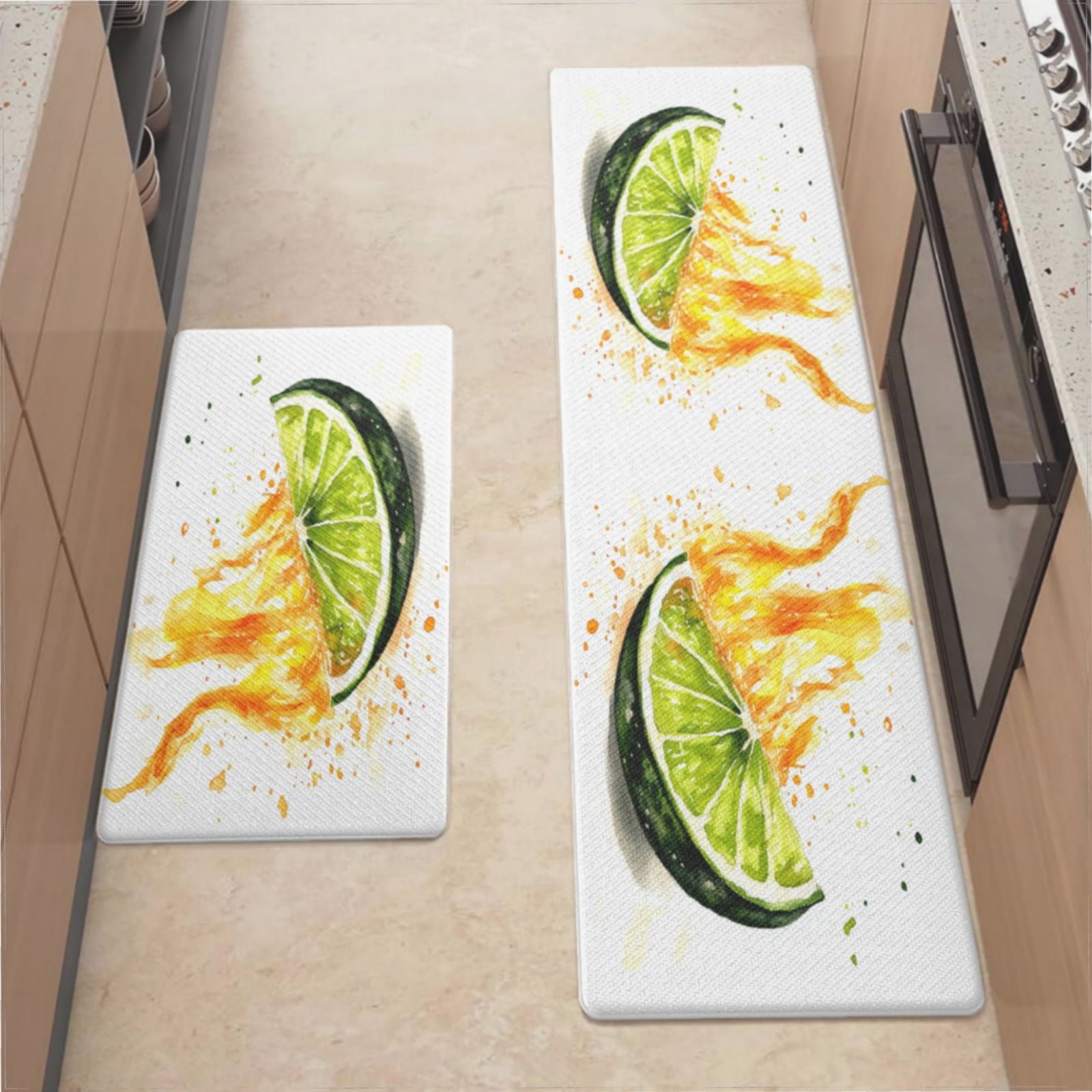 Kitchen Mats For Floor,Flaming Lime Slice Kitchen Rug For Kitchen ...