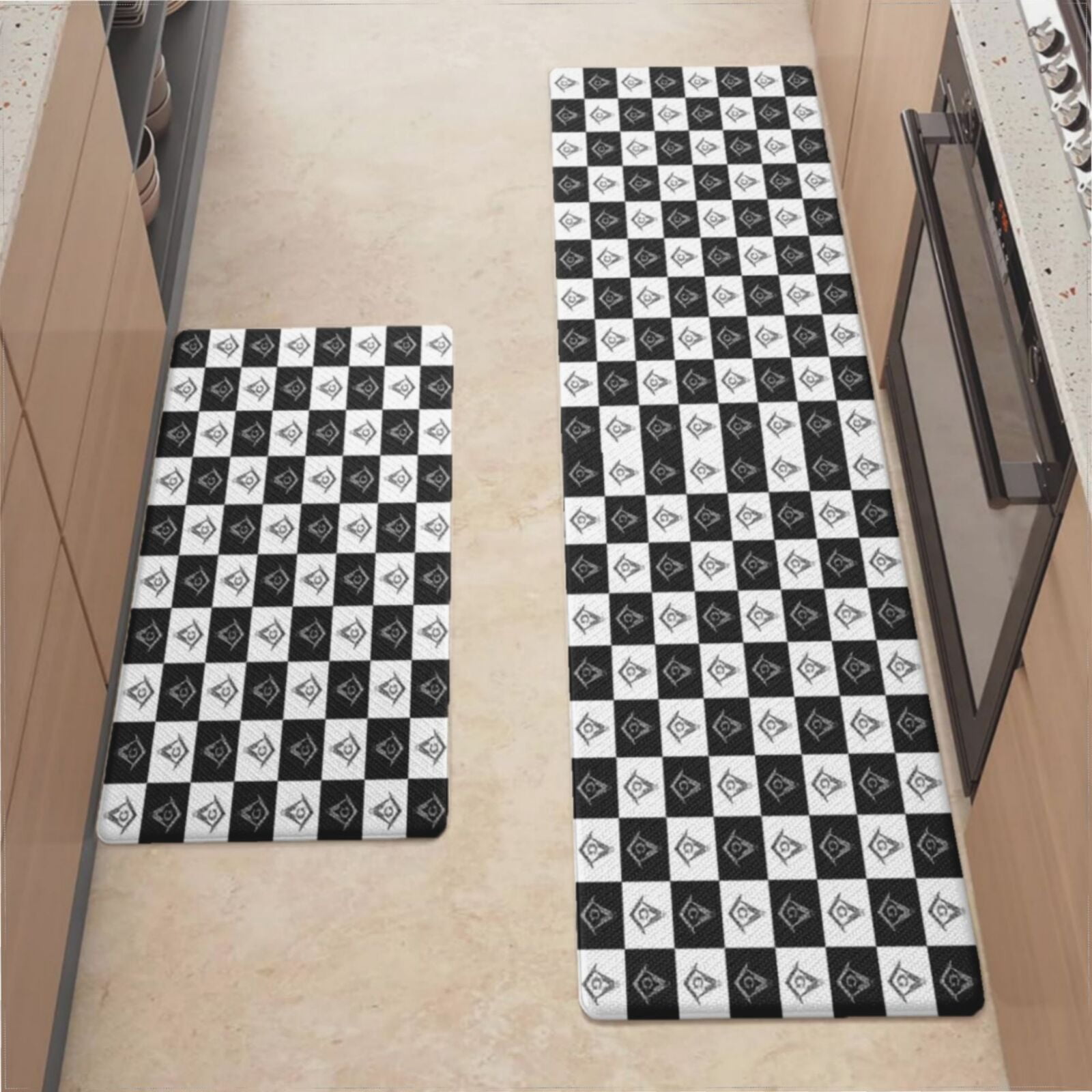 Kitchen Mats For Floor,Freemason Checkered Pattern Kitchen Rug For ...