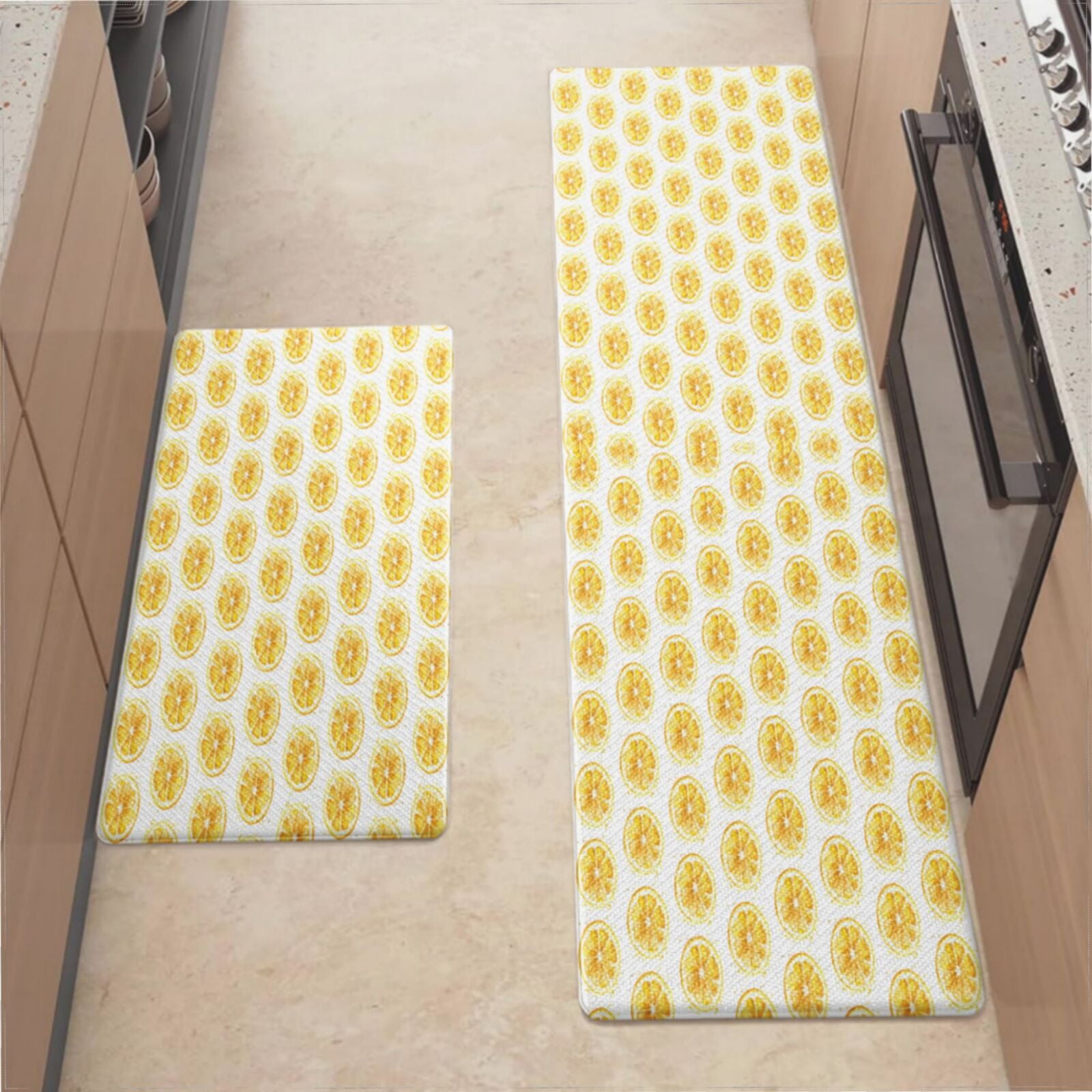 Kitchen Mats For Floor,Fruit Lemon Watercolor Kitchen Rug For Kitchen ...