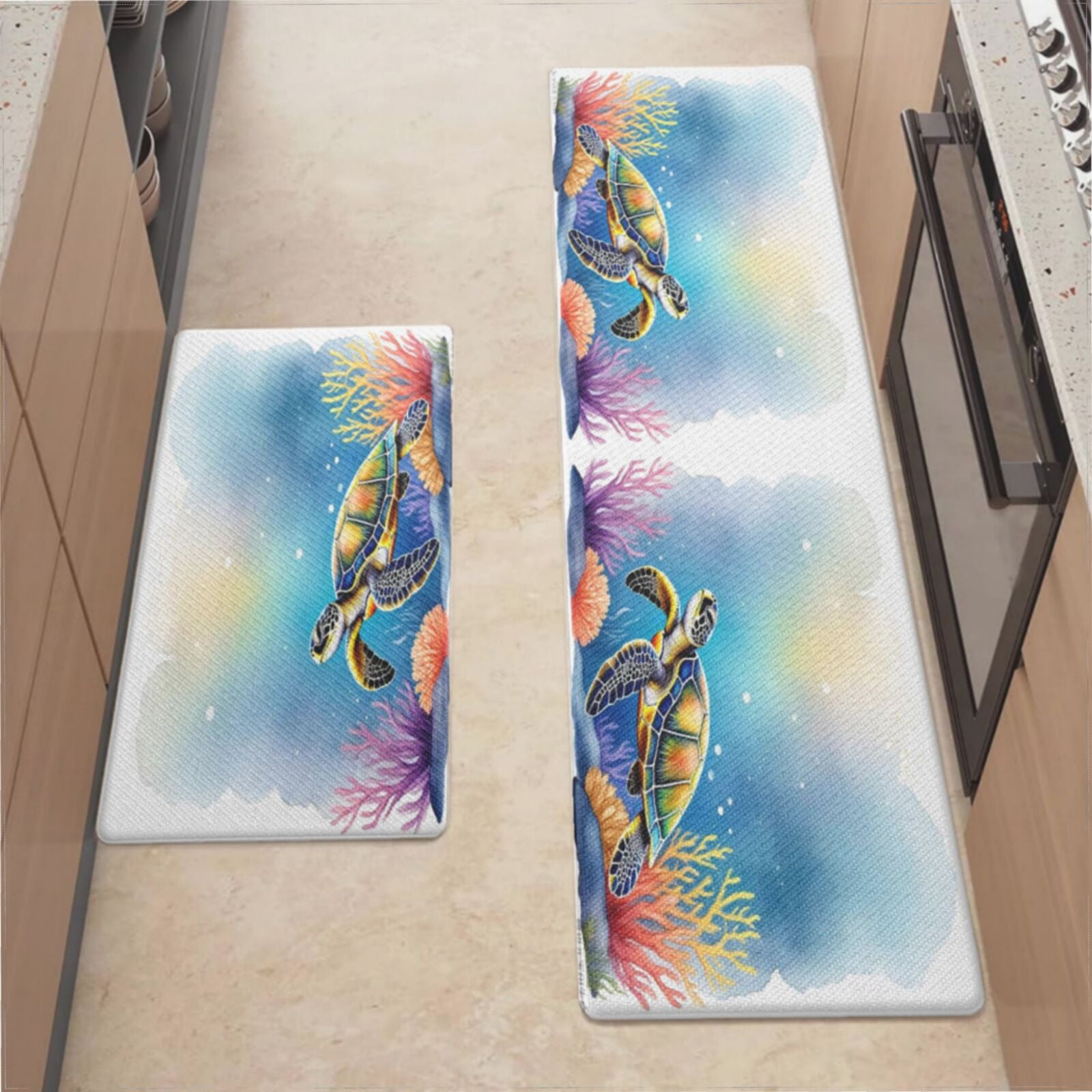 Kitchen Mats For Floor,Green Sea Turtle Kitchen Rug For Kitchen ...