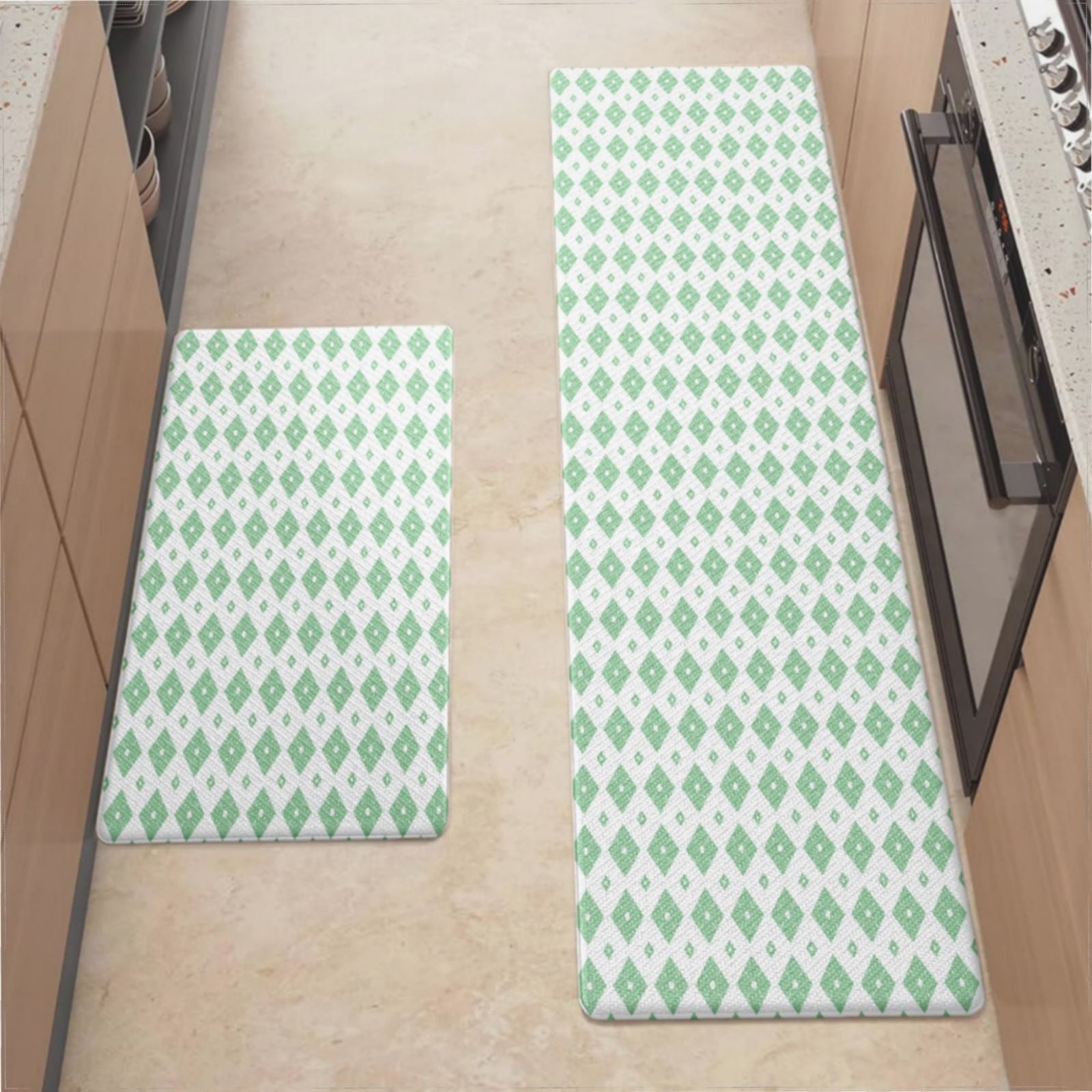 Kitchen Mats For Floor,Green Vintage Fun Funky 70s 90s Kitchen Rug For ...