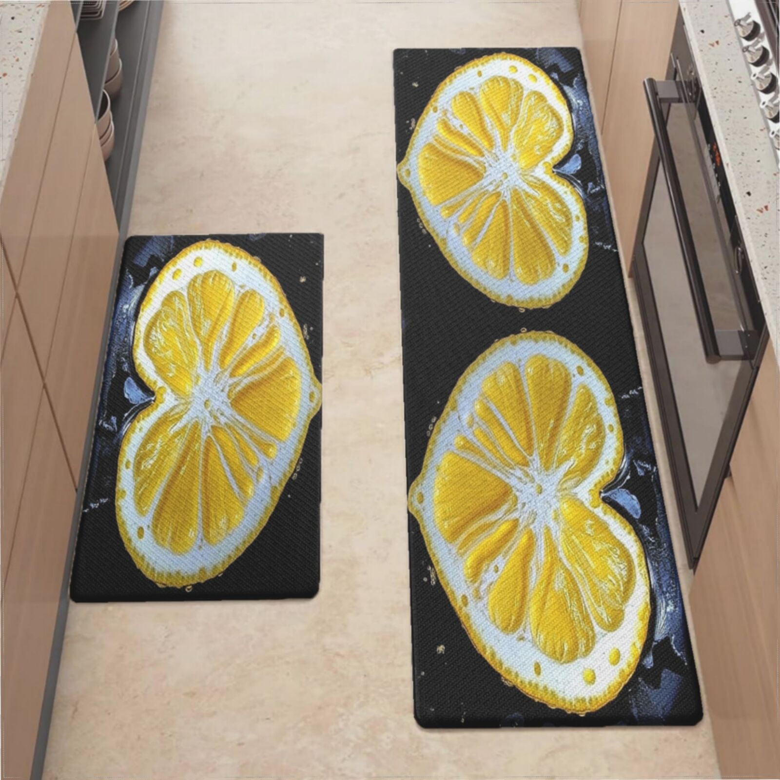 Kitchen Mats For Floor,Heart-Shaped Lemon Slice Kitchen Rug For Kitchen ...