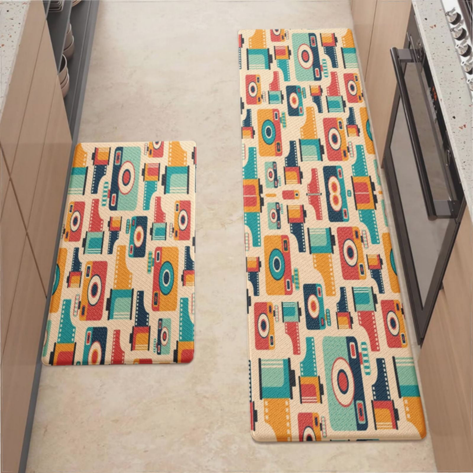Kitchen Mats For Floor,I Love Retro Colorful Kitchen Rug For Kitchen ...