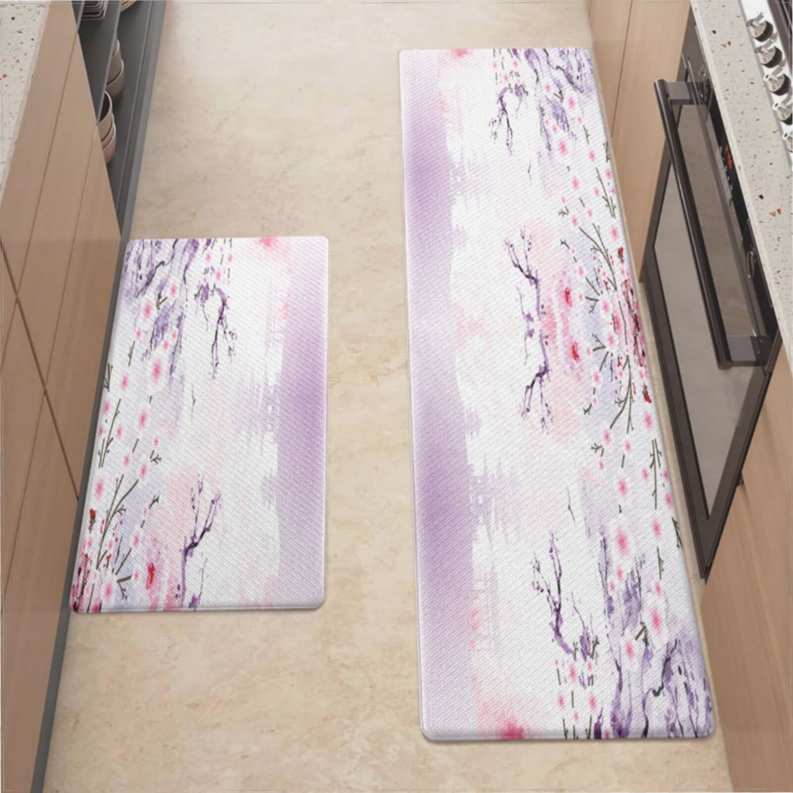 Kitchen Mats For Floor,Japanese Ukiyo-E Cherry Blossoms Kitchen Rug For ...