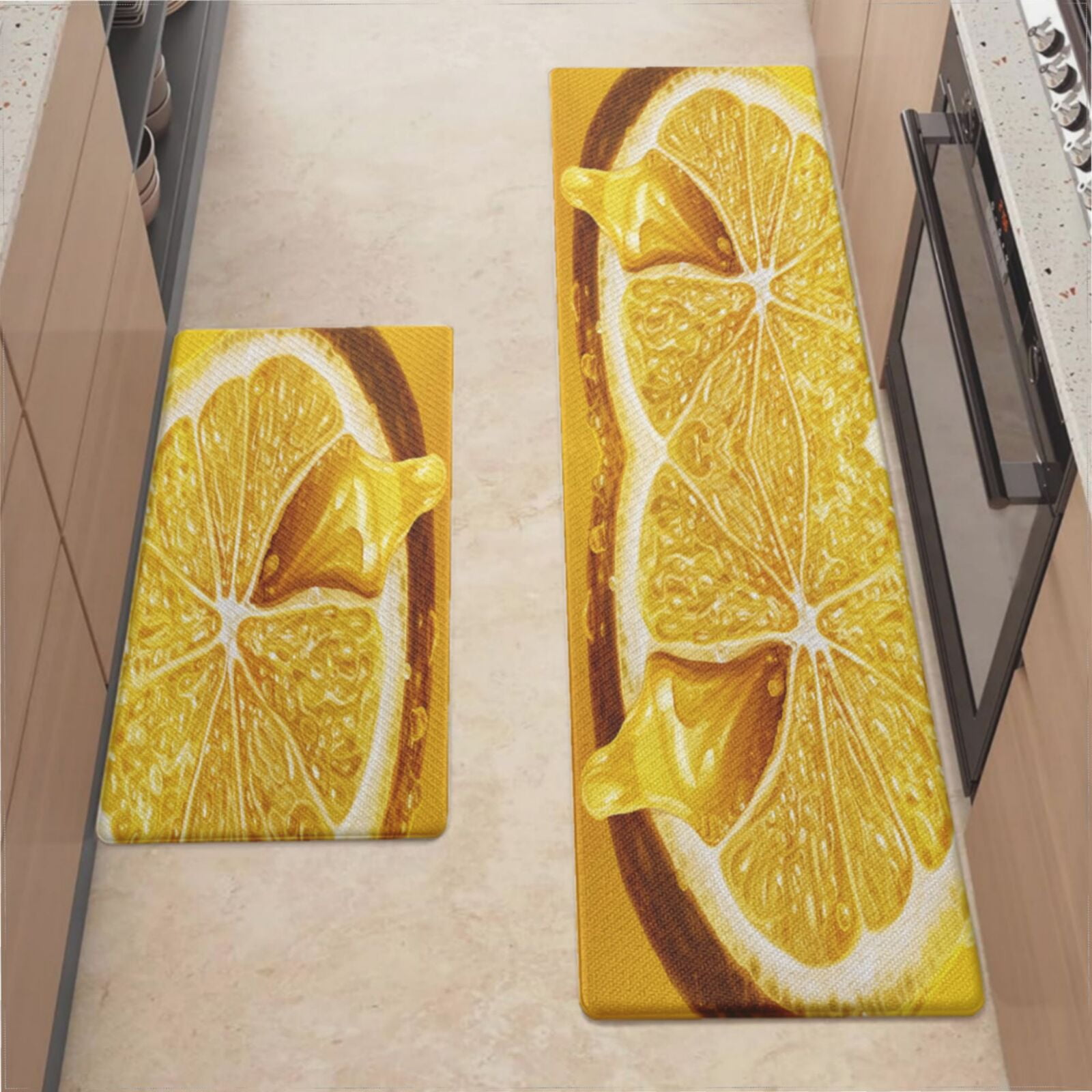 Kitchen Mats For Floor,Juicy Lemon Slice With Drips Kitchen Rug For ...