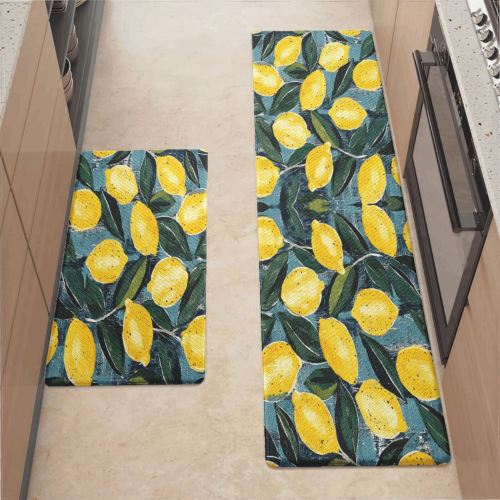Kitchen Mats For Floor,Lemons And Leaves Pattern(1) (5) Kitchen Rug For ...