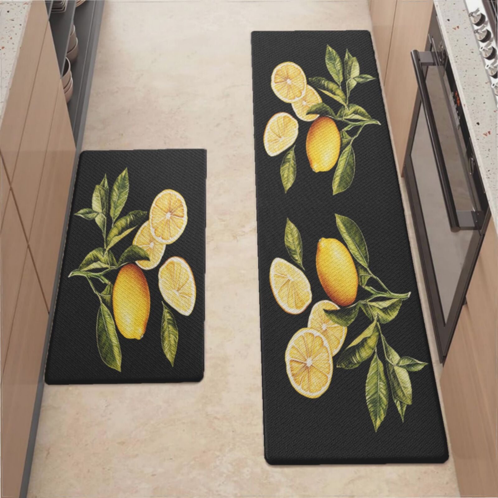 Kitchen Mats For Floor,Lemons And Leaves Pattern(3) (6) Kitchen Rug For ...