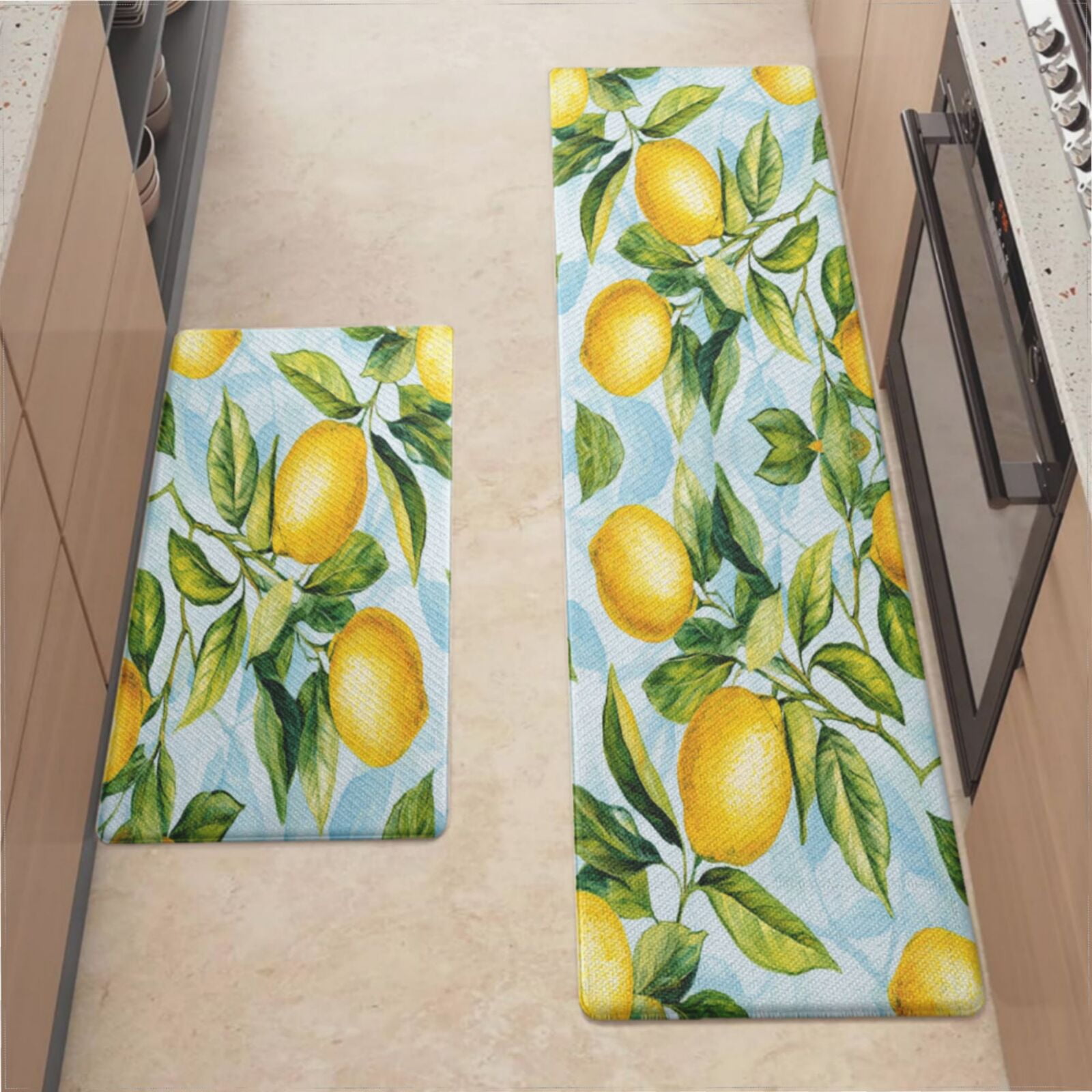 Kitchen Mats For Floor,Lemons And Leaves Pattern (5) Kitchen Rug For ...