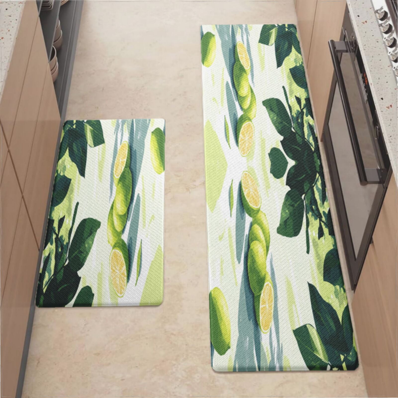 Kitchen Mats For Floor,Lemons And Leaves Print (6) Kitchen Rug For ...