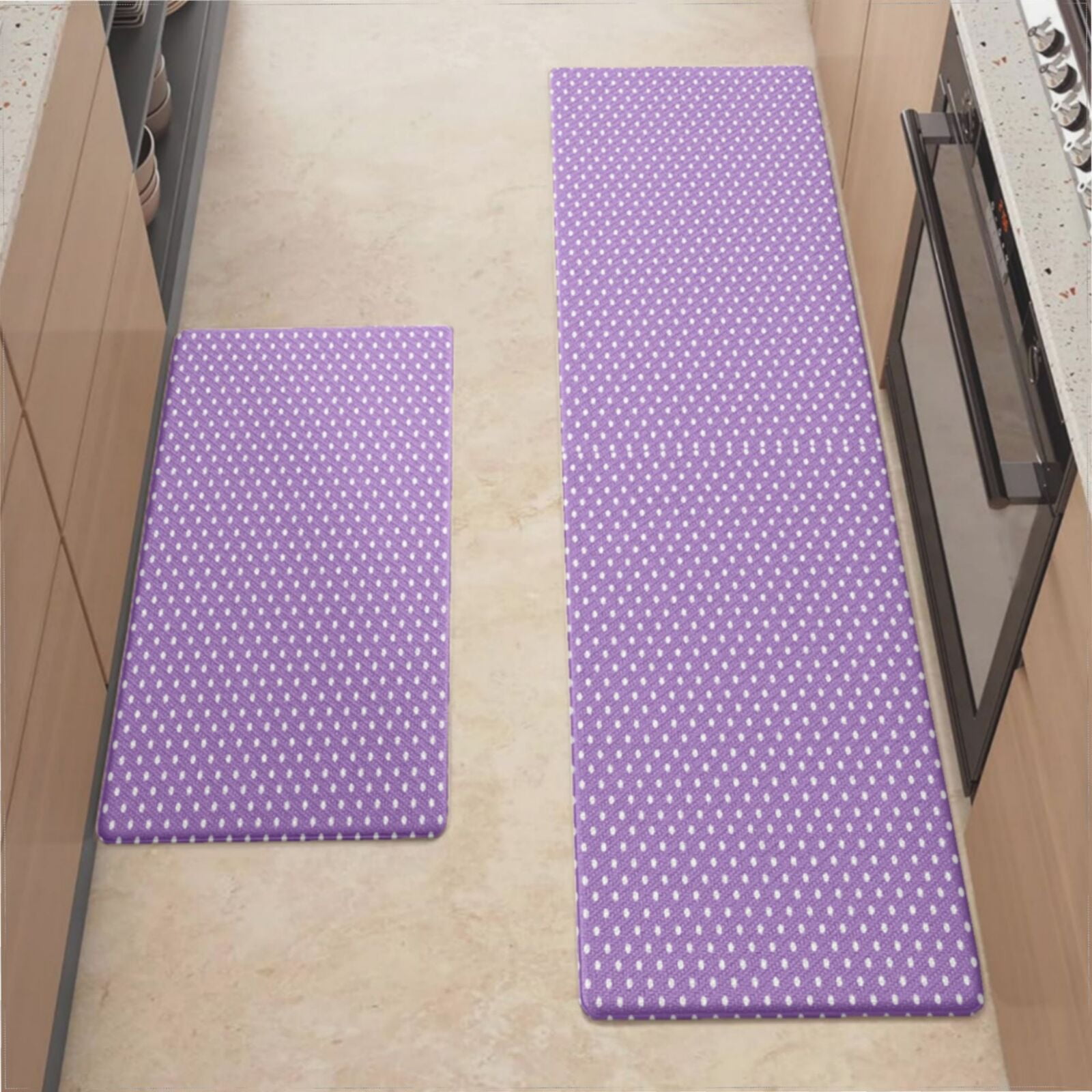 Kitchen Mats For Floor,Light Purple And White Polka Dots Pattern ...