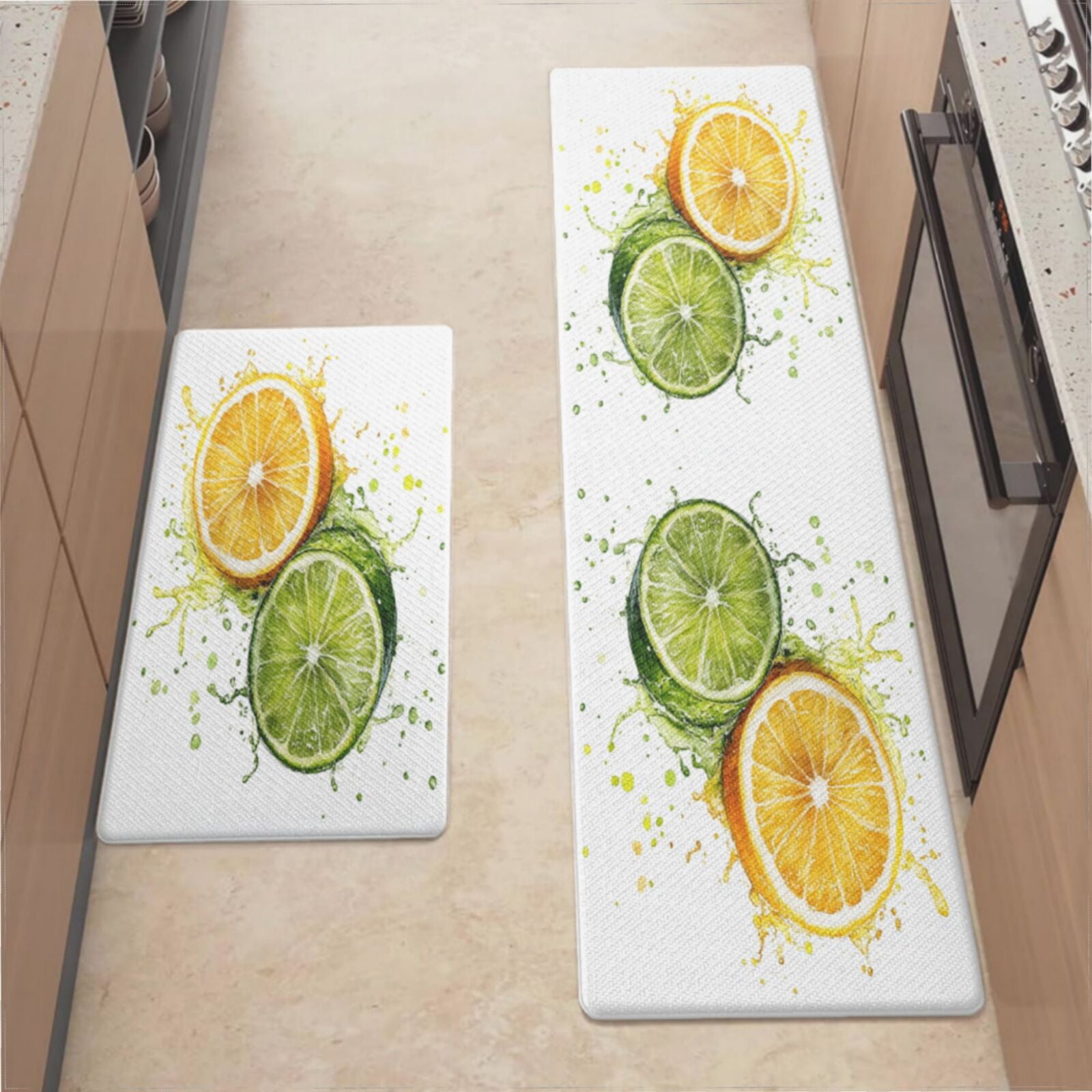 Kitchen Mats For Floor,Lime And Orange Splash Kitchen Rug For Kitchen ...
