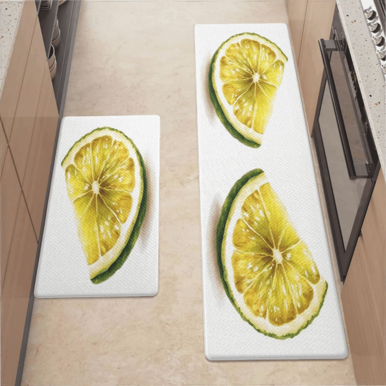 Kitchen Mats For Floor,Lime Slice Illustration (2) Kitchen Rug For ...