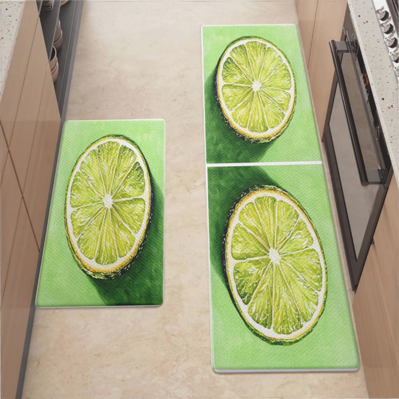 Kitchen Mats For Floor,Lime Slice Illustration (3) Kitchen Rug For ...