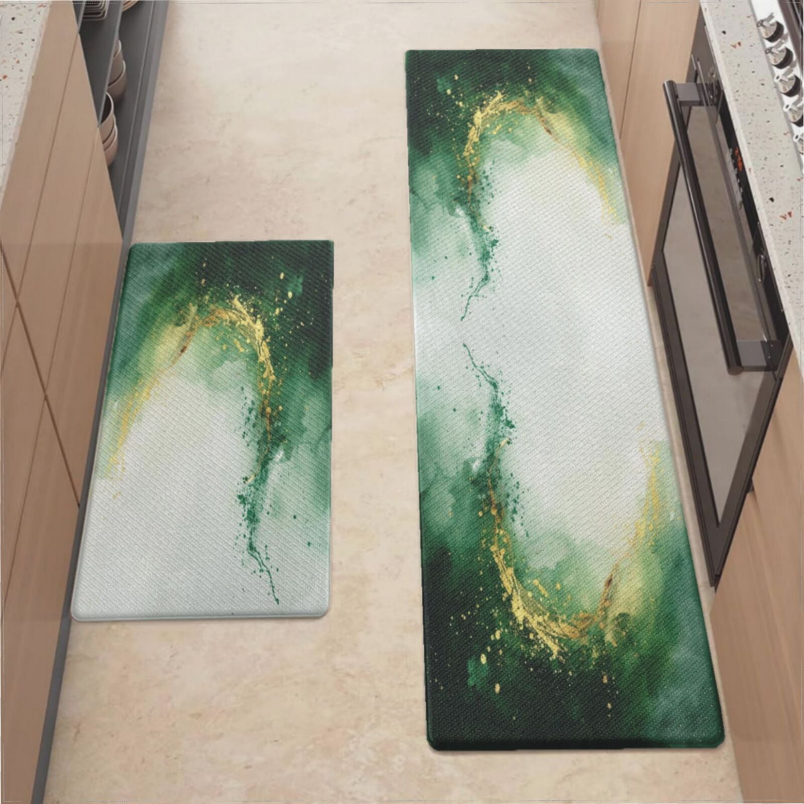 Kitchen Mats For Floor,Luxury Sage Green Cream Gold Kitchen Rug For ...